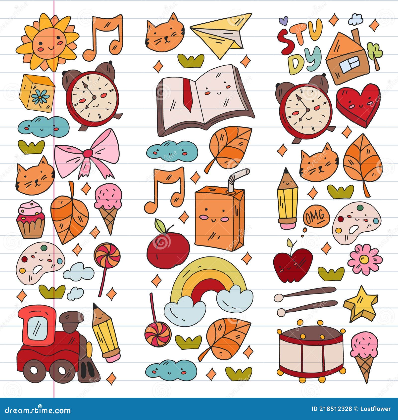 Vector Pattern with School Icons. E-learning, Online Education. Stock ...