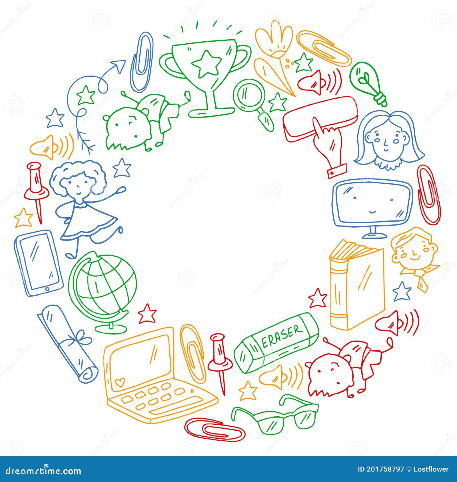 Vector Pattern with School Icons. Internet Education, E-learning ...