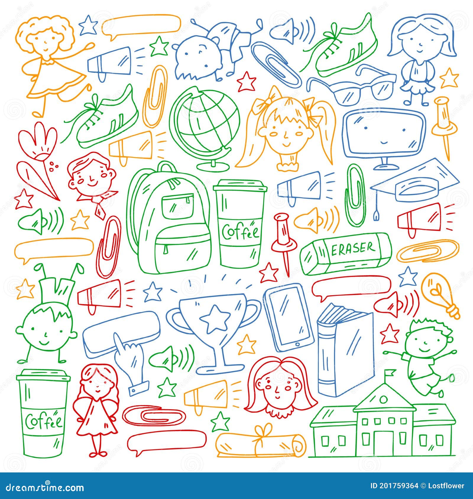 Vector Pattern with School Icons. Internet Education, E-learning ...