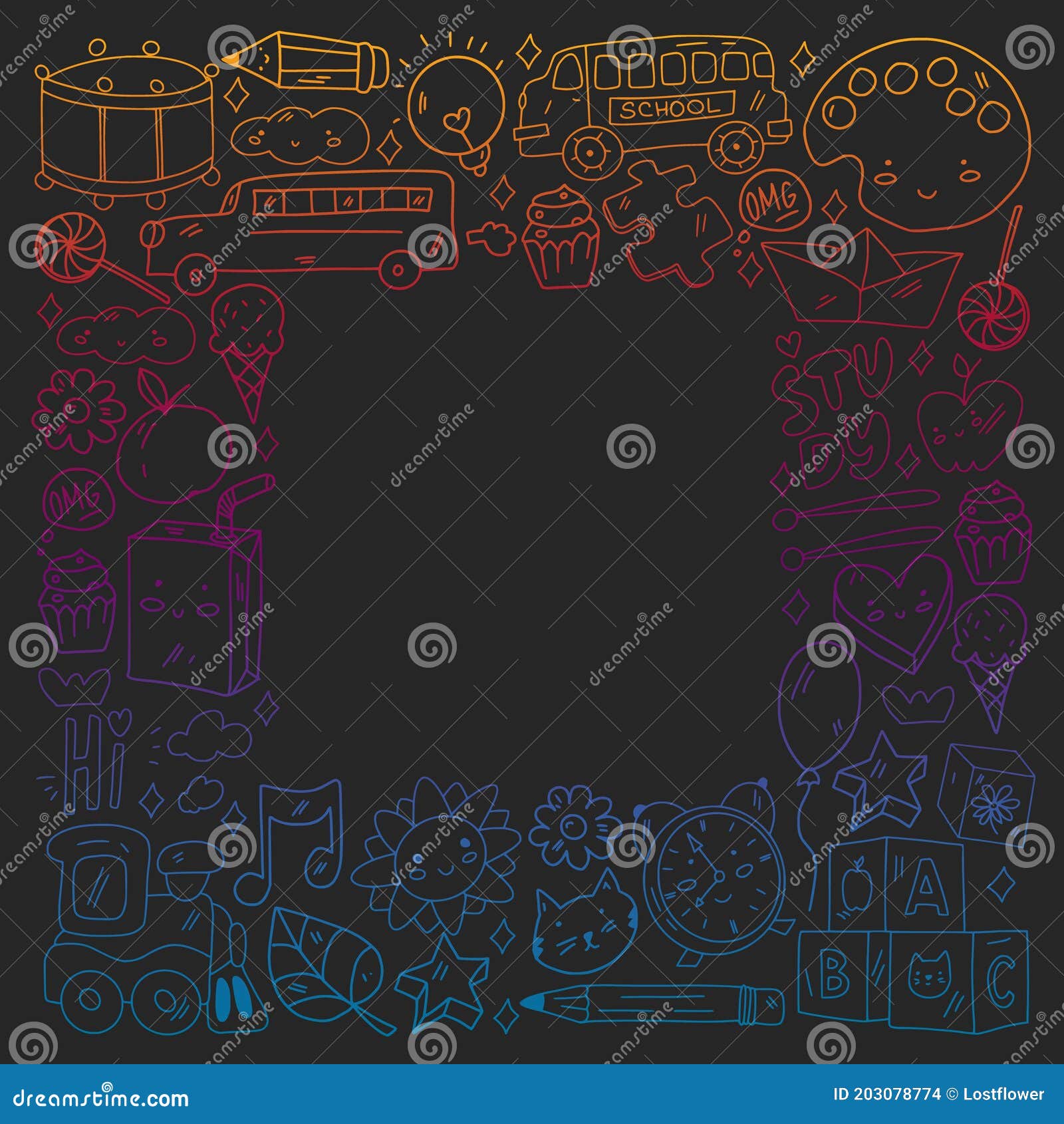 Vector Pattern with School Icons. Internet Education, E-learning ...