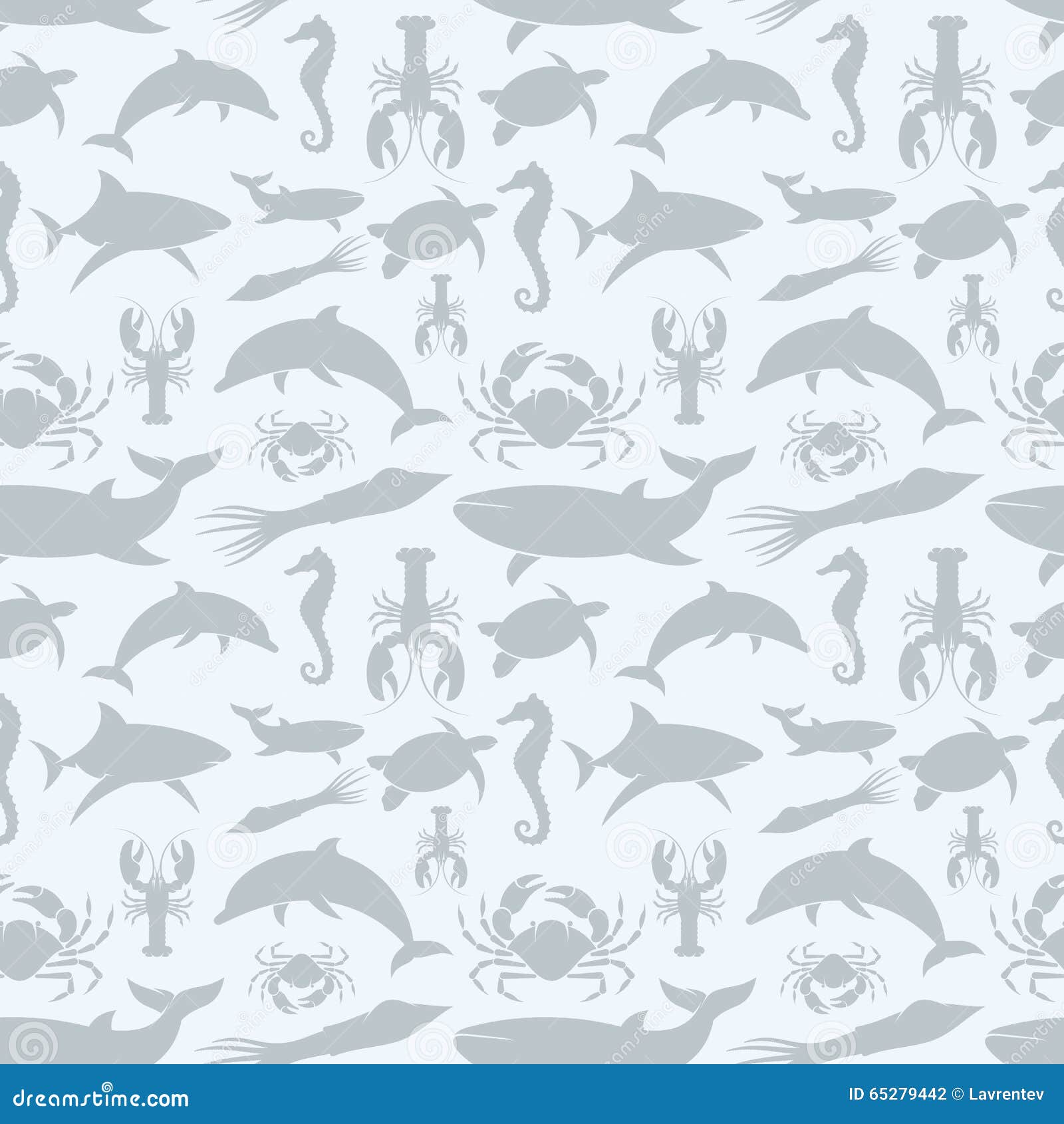 Vector Pattern of Sea Animals Stock Vector - Illustration of crab ...