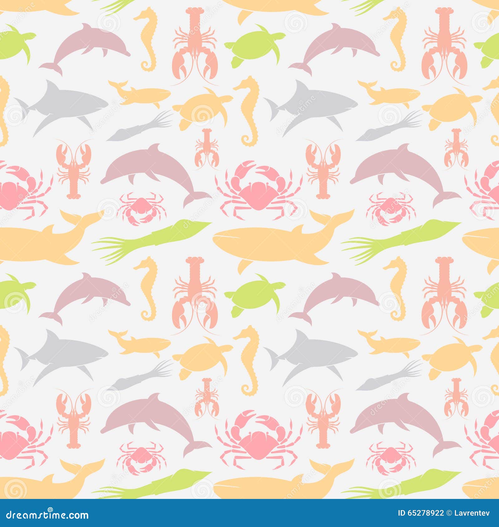 Vector Pattern of Sea Animals Stock Vector - Illustration of cancer ...