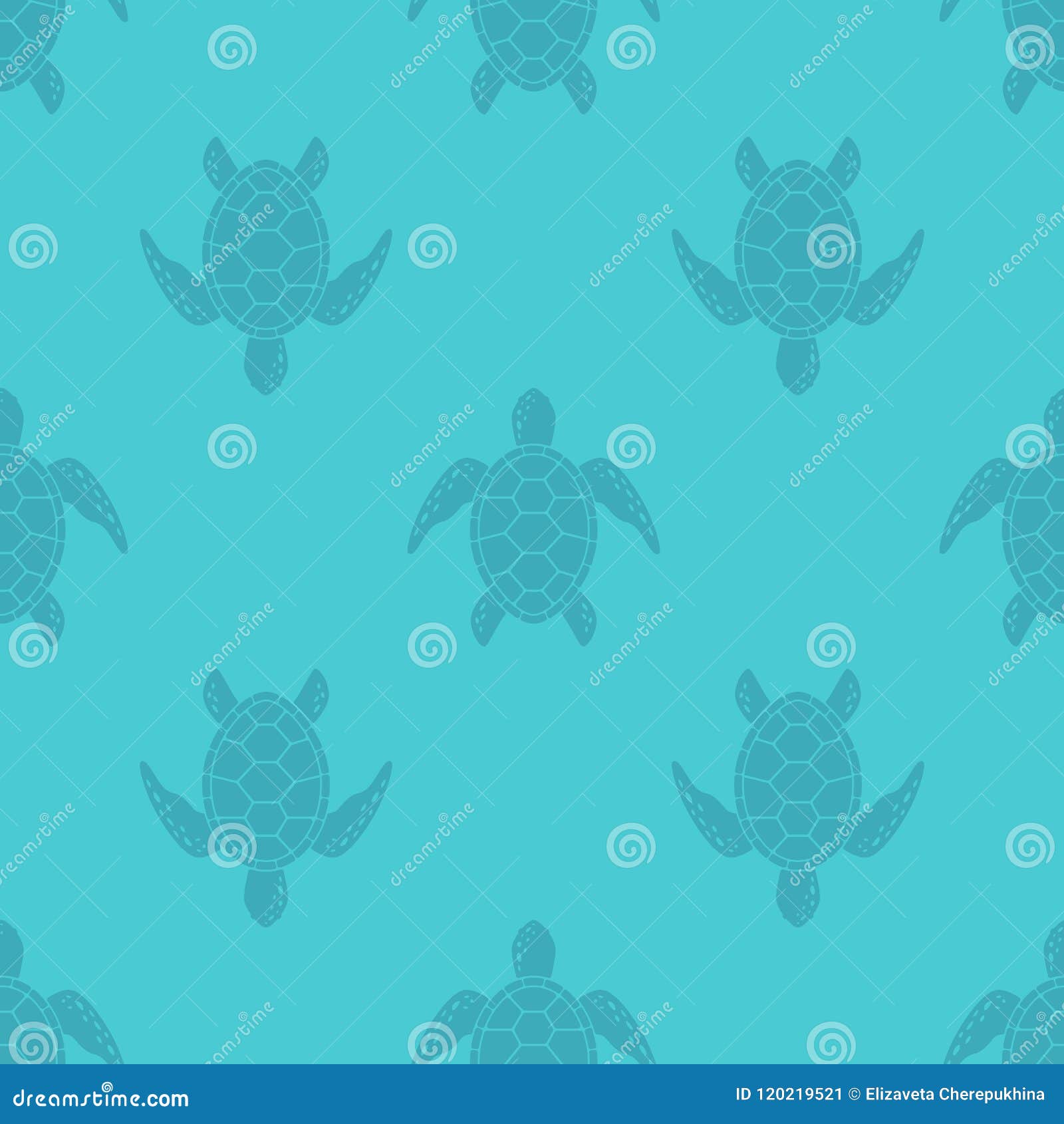 Sea Turtle Blue And Turquoise Vector Seamless Repeat Pattern ...