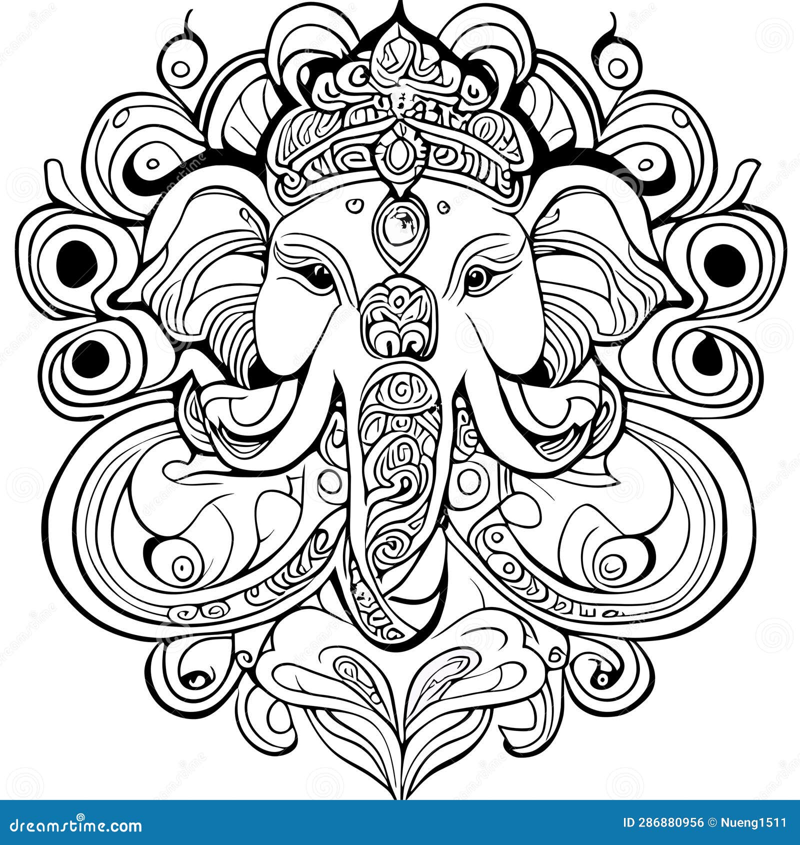 Pattern Seamless Arts Ganesh Hindu Gods Outline Illustration_017 Stock ...