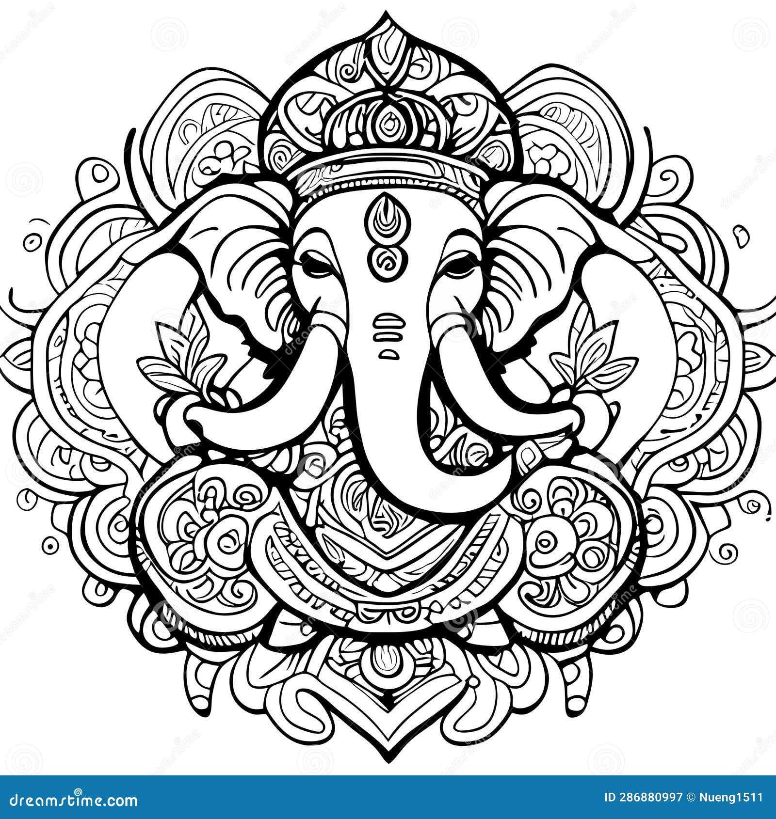 Pattern Seamless Arts Ganesh Hindu Gods Outline Illustration_020 Stock ...
