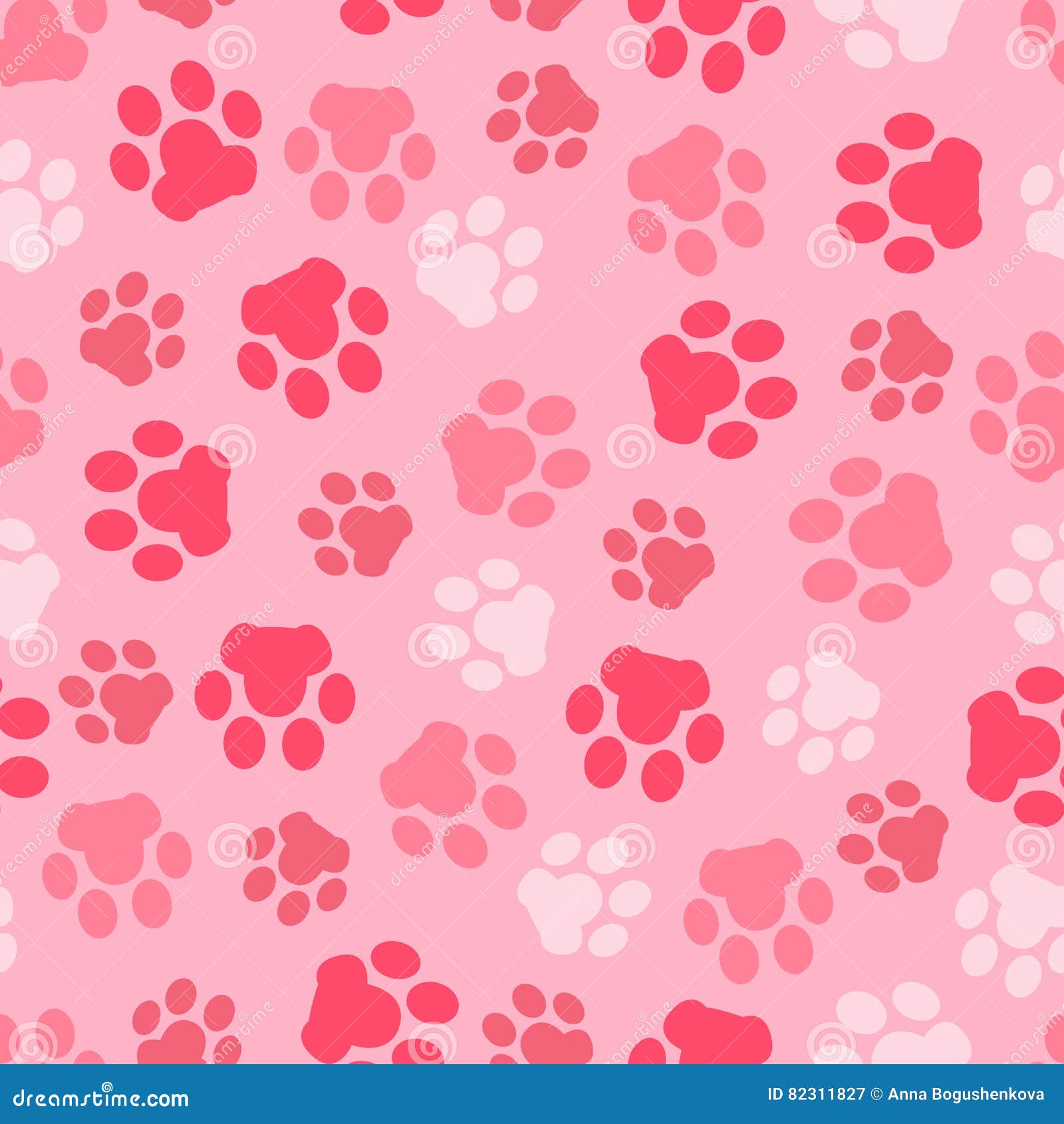 Vector Pattern Seamless of Background Animal Pink Footprints and Paw ...