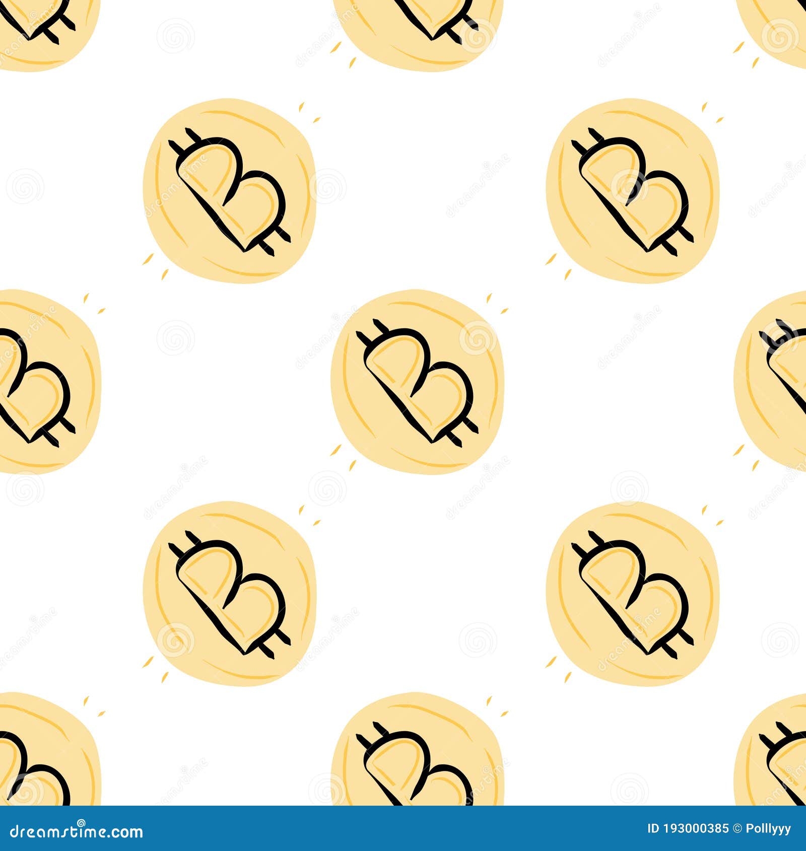 Vector Pattern Seamless Illustration Bitcoin. Symbol Electronic Money ...