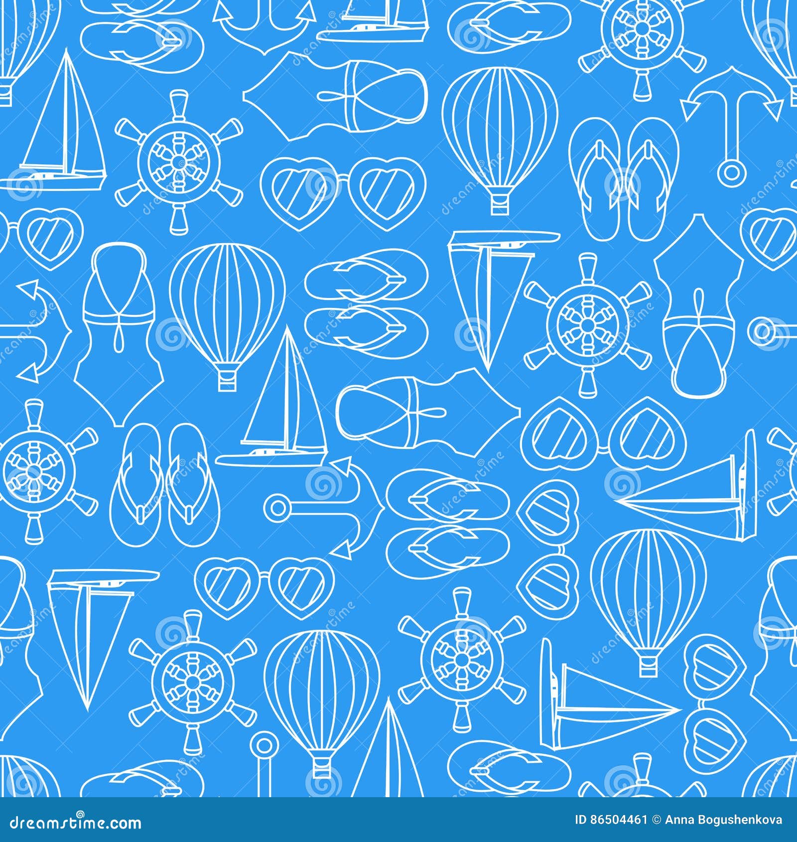 Vector Pattern Seamless Texture of Summer Symbols Stock Vector ...