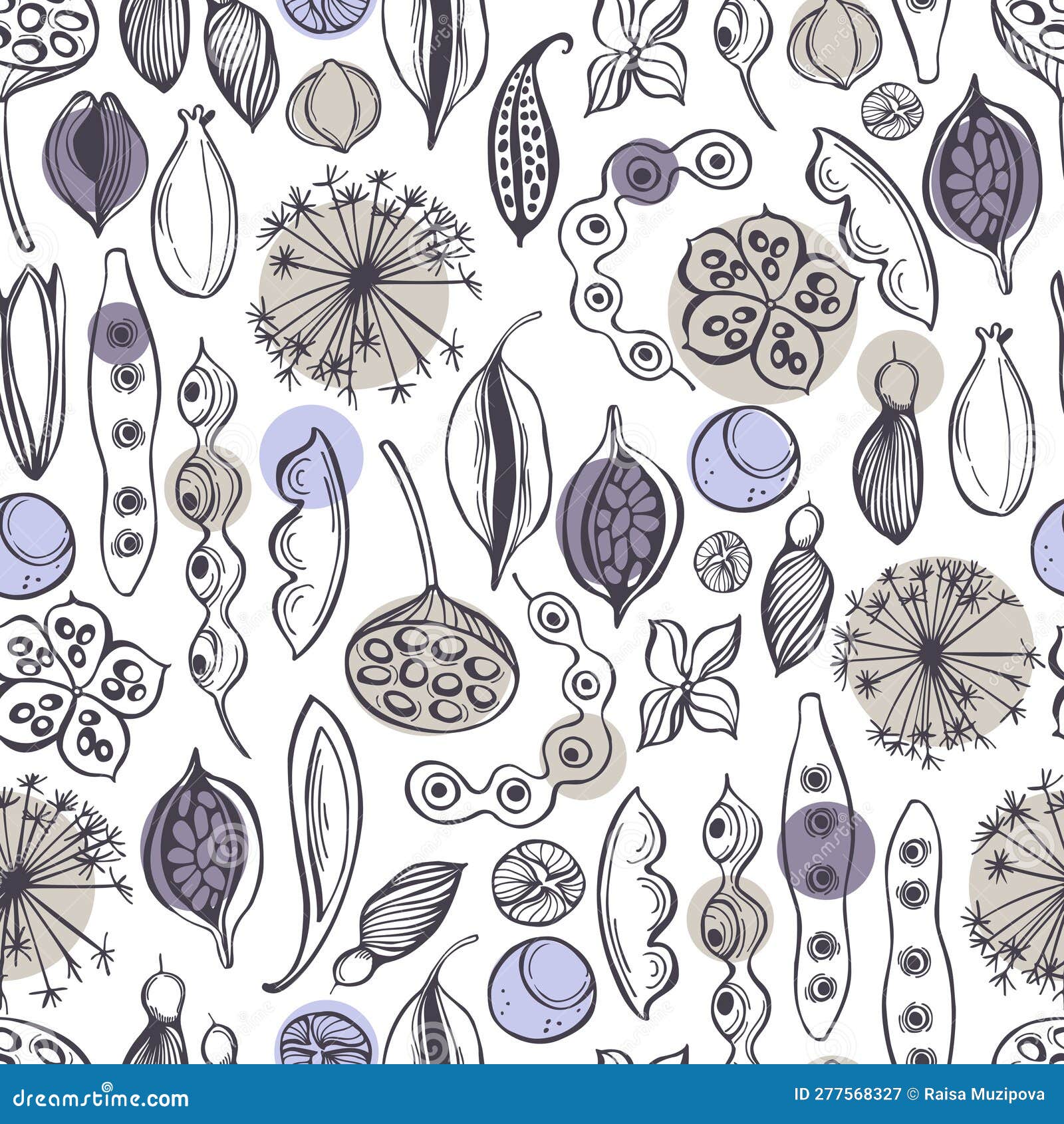 Vector Pattern with Seedpods Stock Vector - Illustration of pods, ripe ...