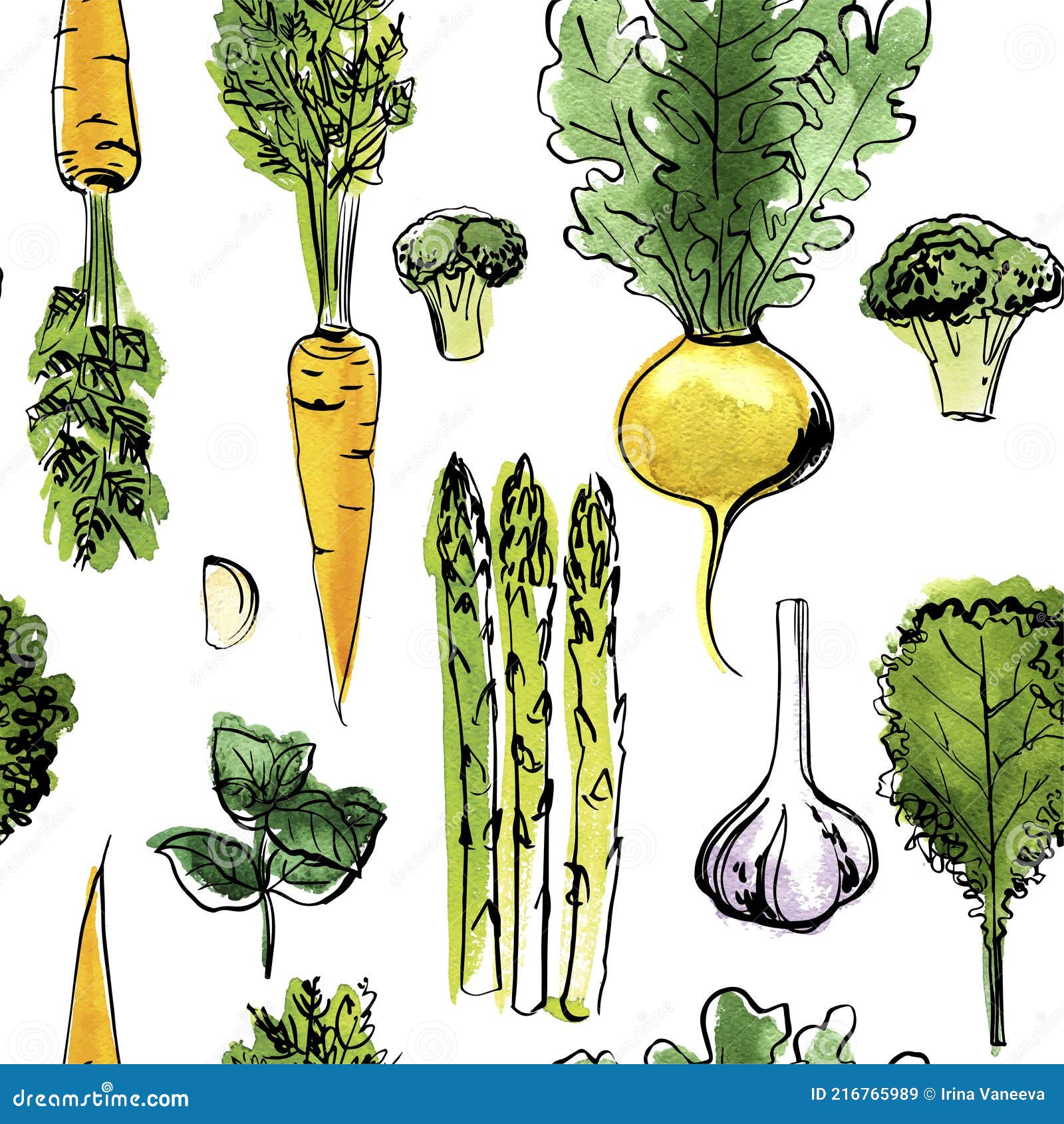 Vector Pattern Sketch of Vegetables. Color Sketch of Food Stock Vector ...
