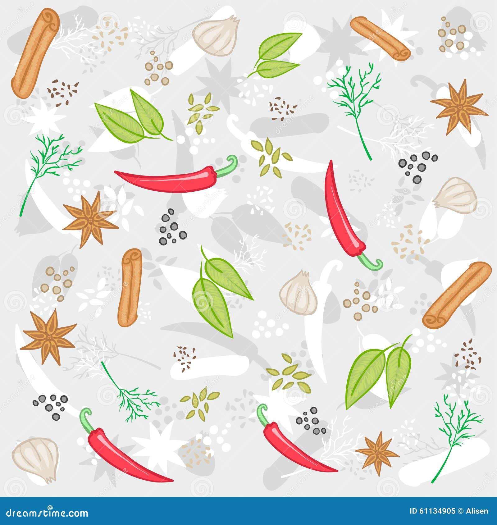 Vector Pattern with Spices, Vector Food Background Stock Vector ...