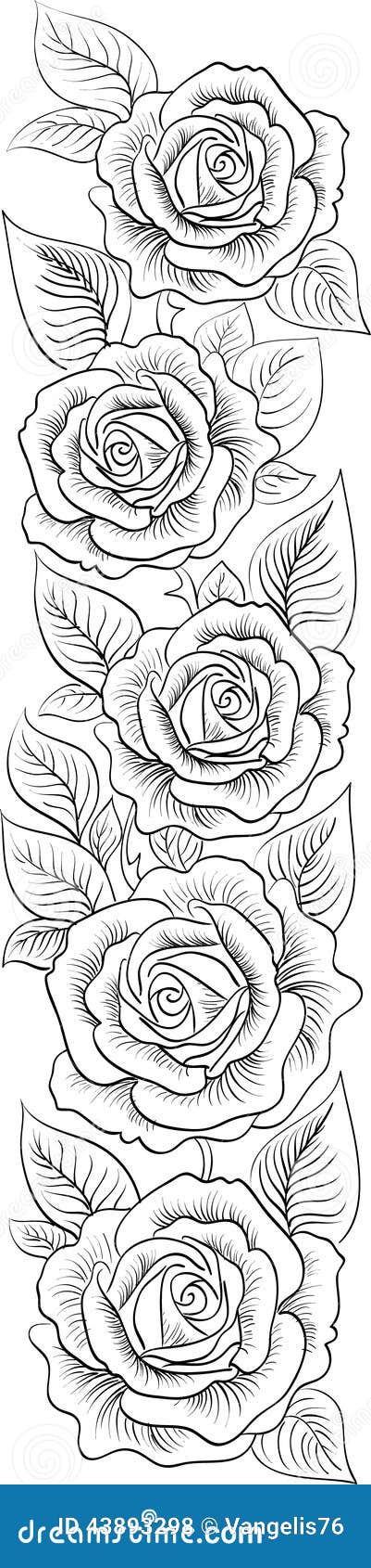 Vector. Pattern in a Strip from Roses and Leaves Stock Vector ...
