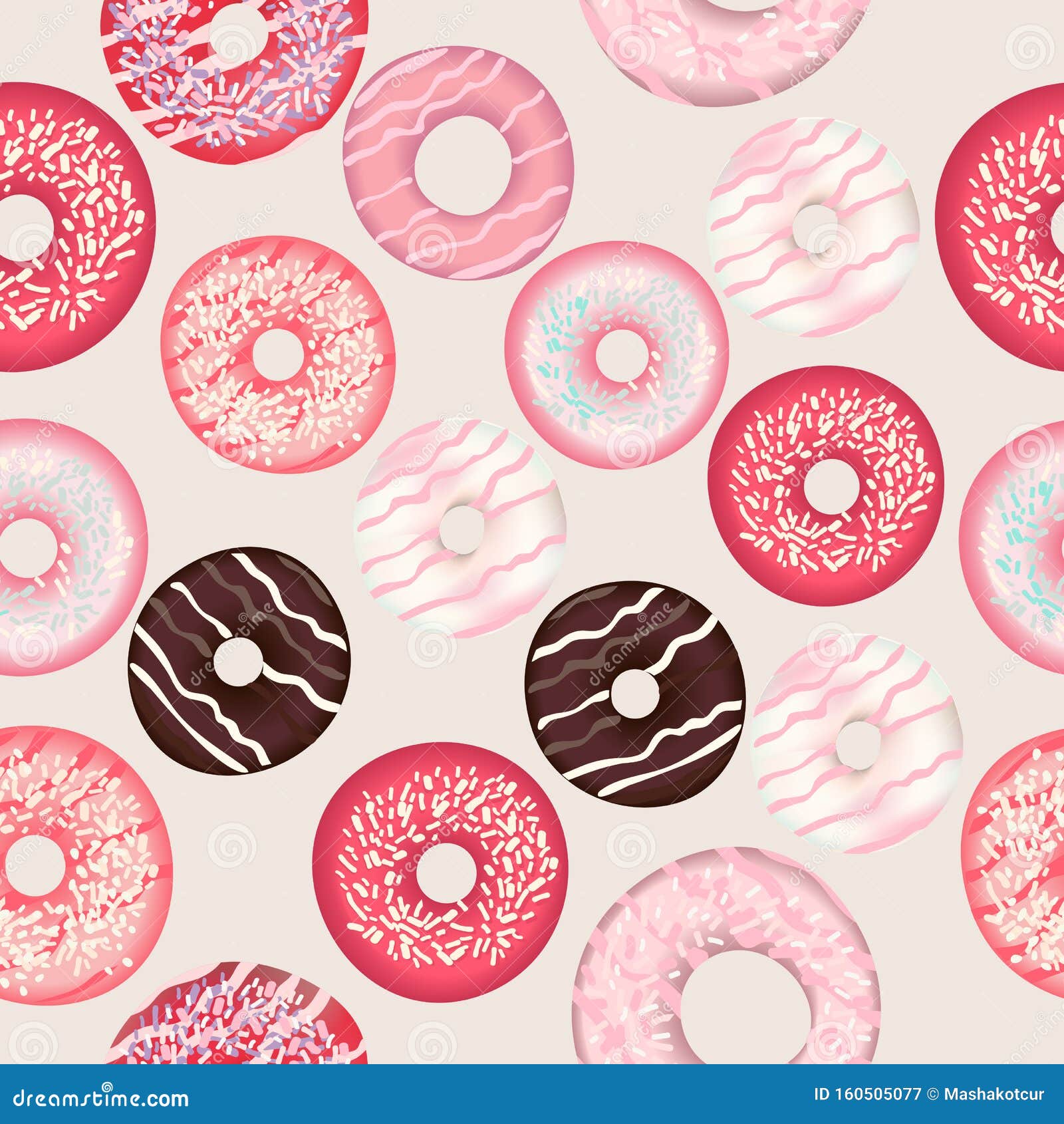 Vector Pattern with Sweet Pink Donuts for Design Stock Illustration ...