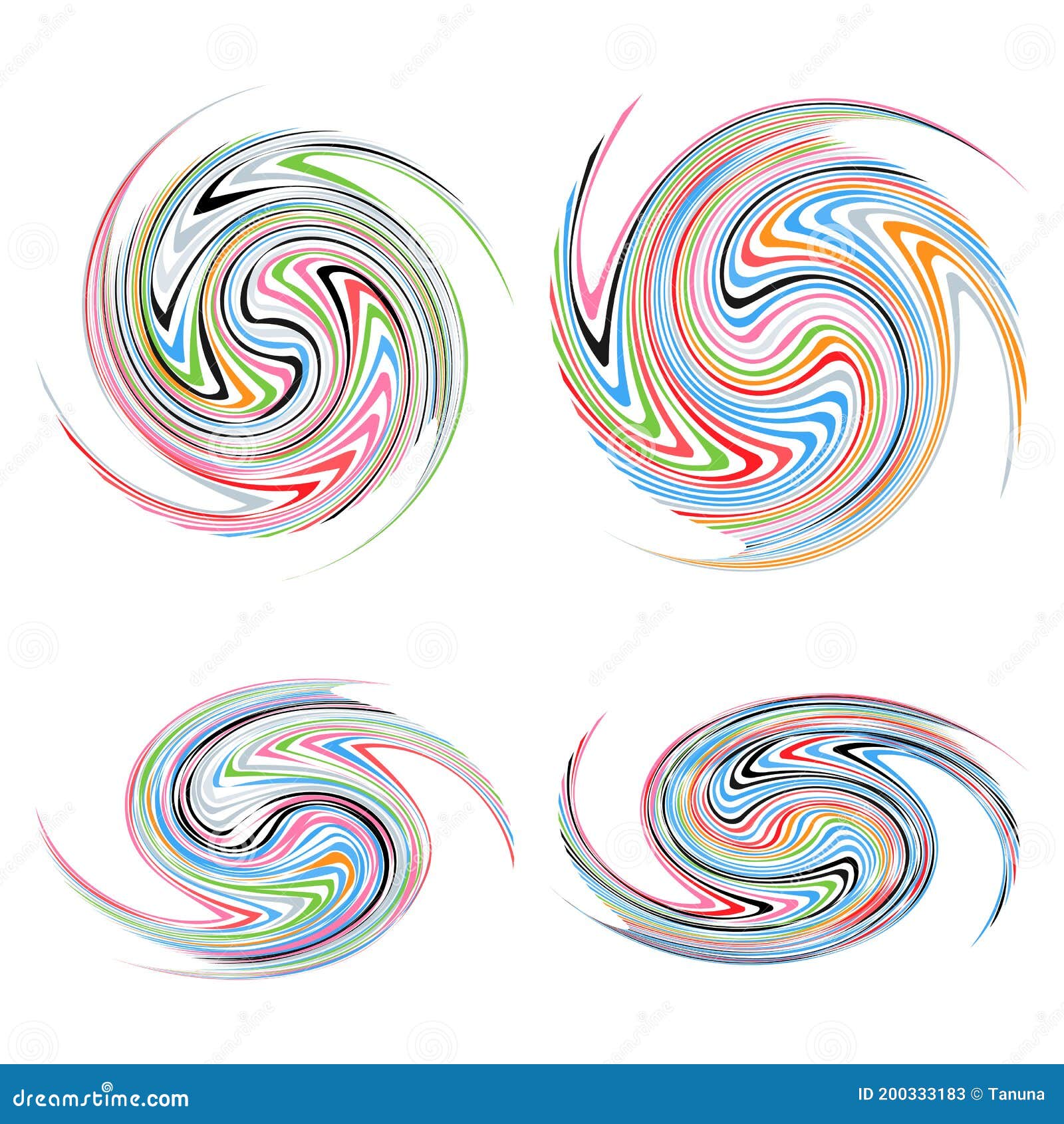 Vector Pattern of Swirling Texture on White Background. Collection of ...