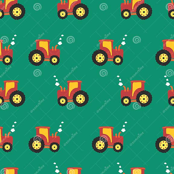 Vector Pattern Tractor. Repeating Kids Background. Seamless Vector ...