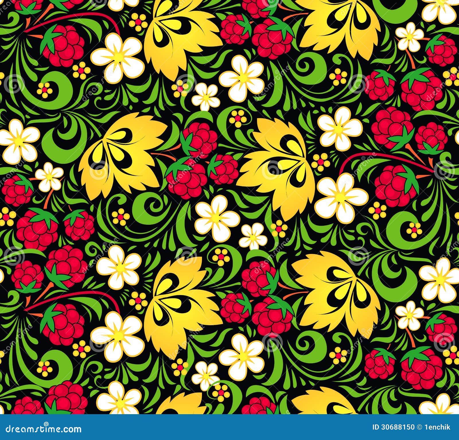 Vector Pattern Traditional Russian Style Hohloma Stock Vector ...