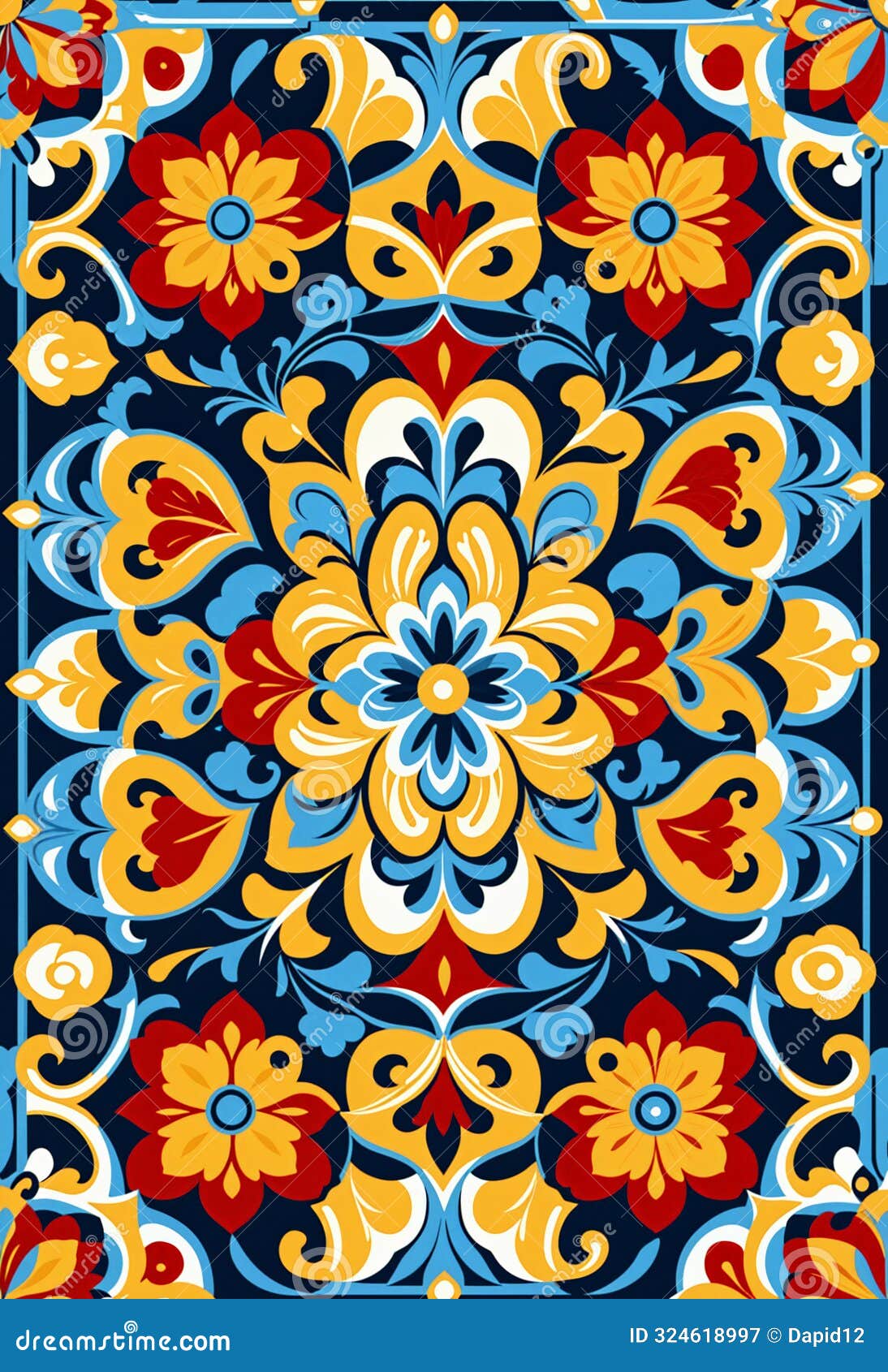 A Vector Pattern of Traditional Talavera Tiles Design with Floral ...