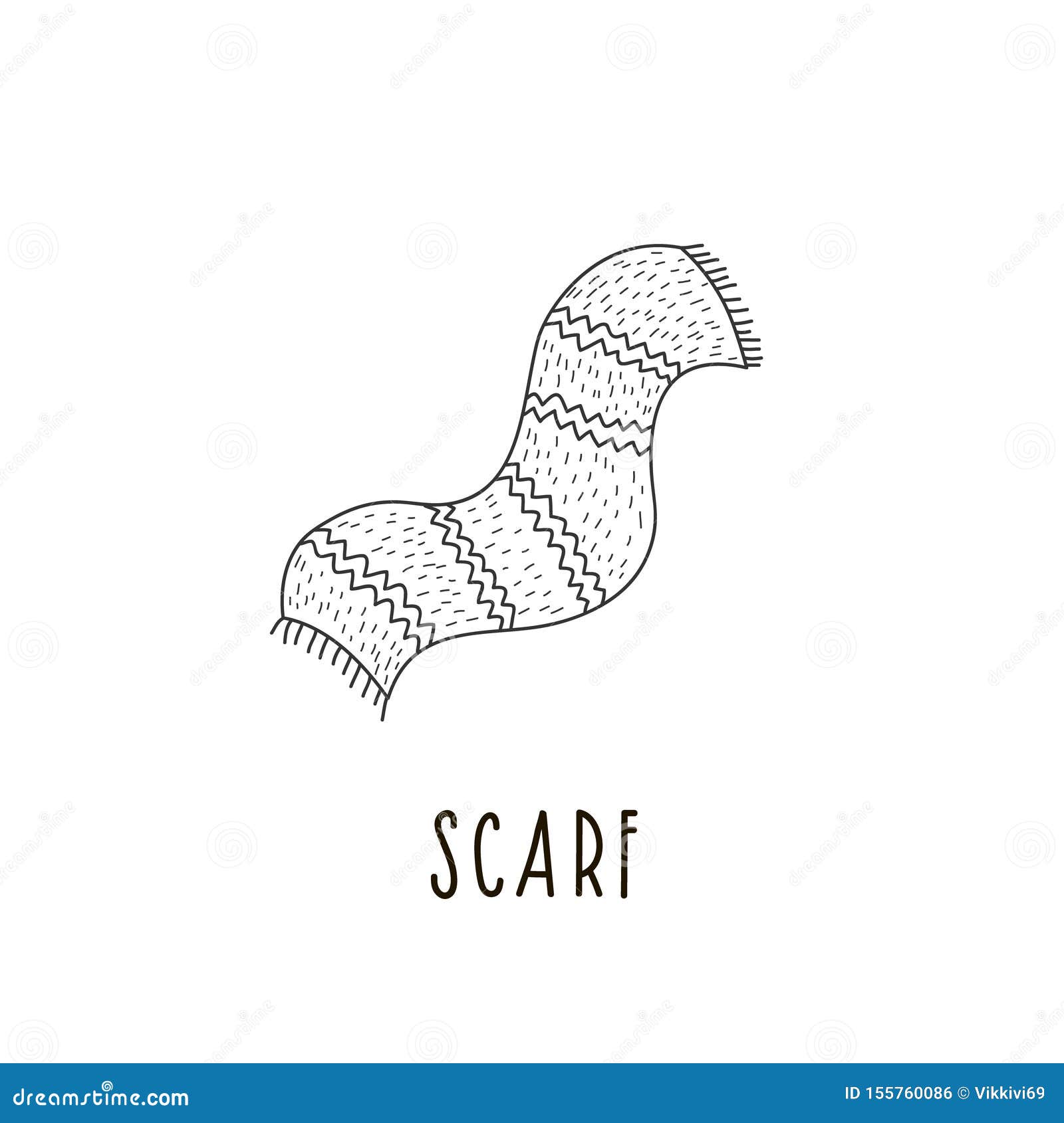 Vector Pattern of Wool Knitted Scarf in the Style of Doodle. Hand Drawn ...