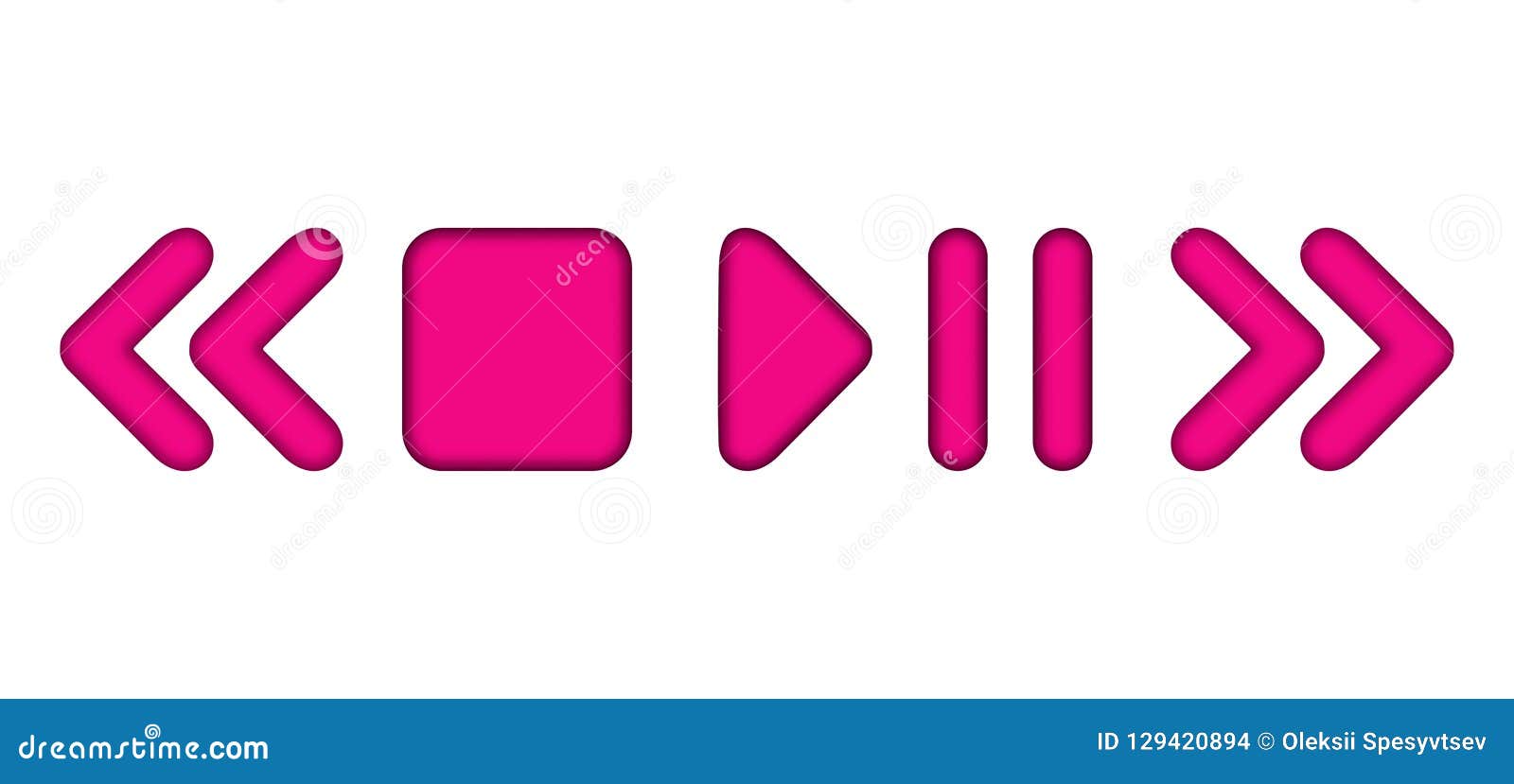 Vector Pause Play Media Player Pink Rounded Icons with Inner Shadow ...