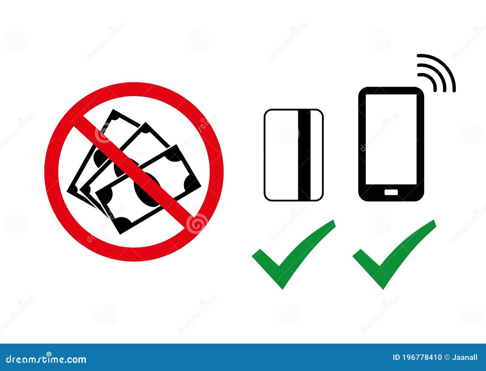 No Cash, only Card and Mobile Phone Payment Option Sign Stock Vector ...