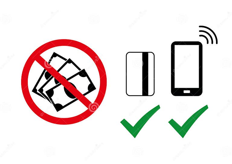 No Cash, only Card and Mobile Phone Payment Option Sign Stock Vector ...