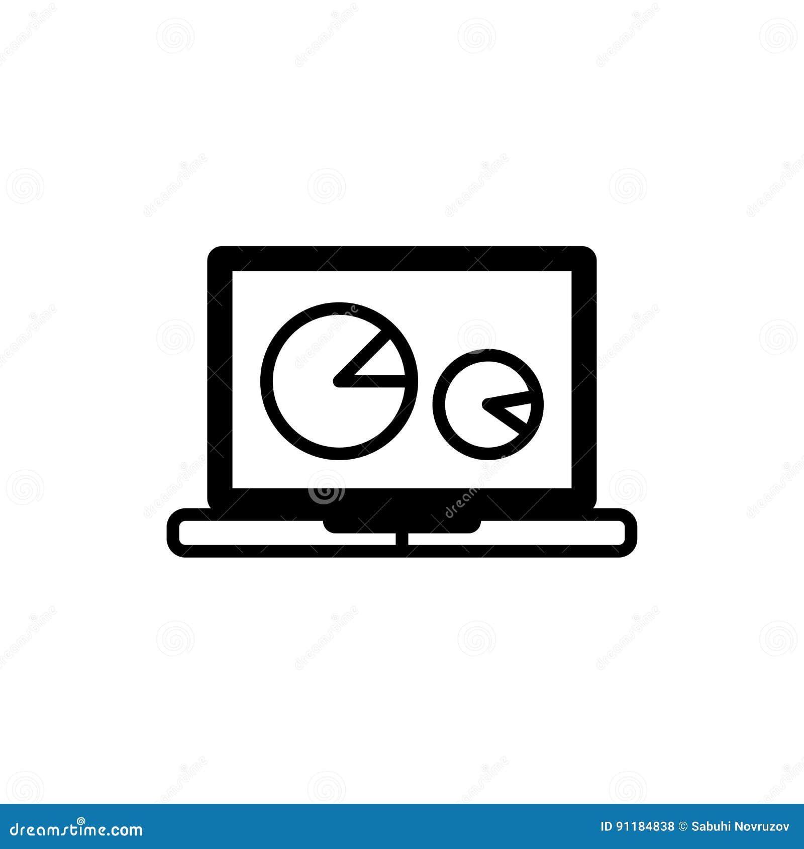 Vector Pc Aptop And Diagram Icon On White Background. Analytic Process ...