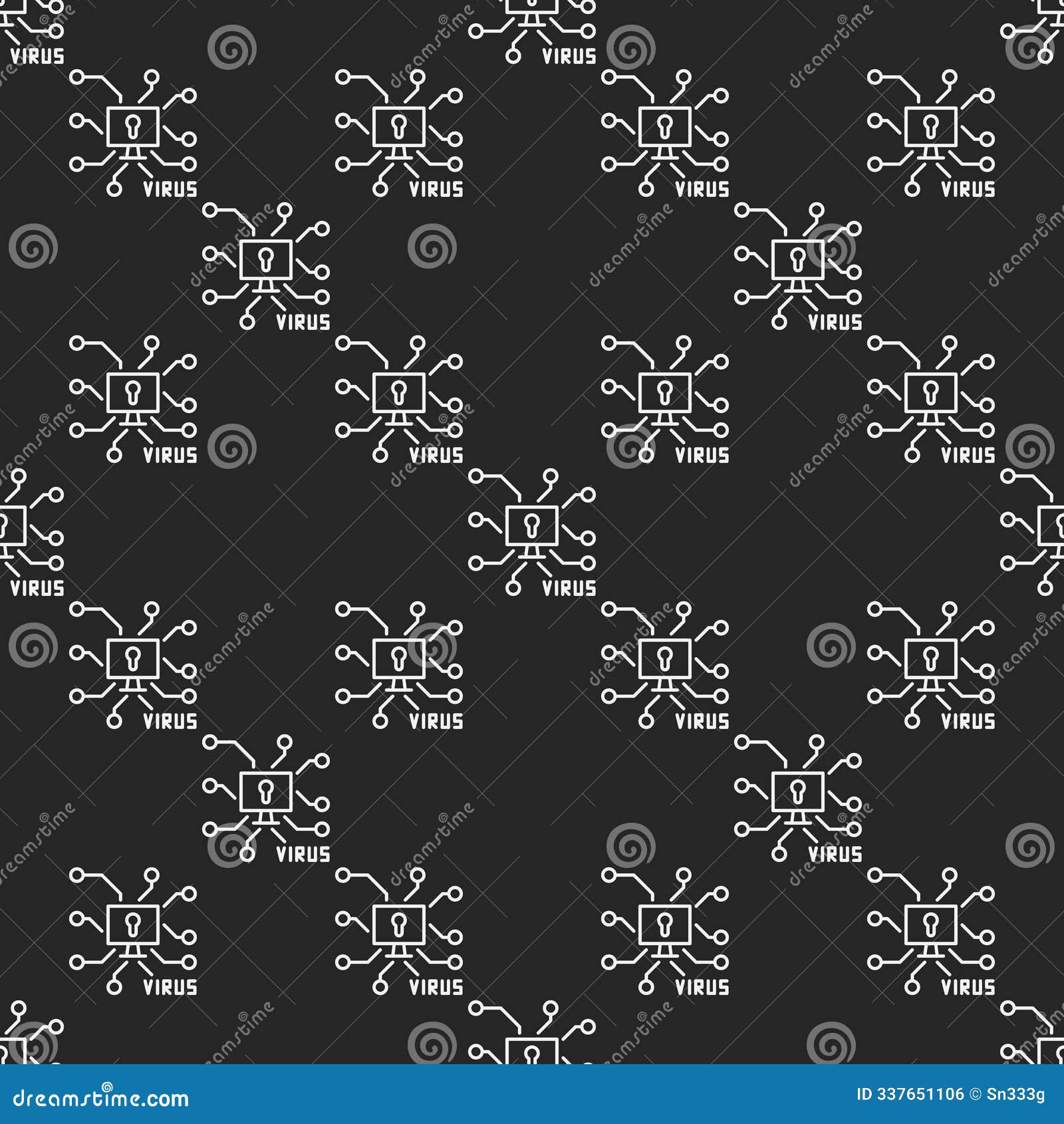 Vector PC Virus Simple Seamless Pattern in Thin Line Style Stock ...