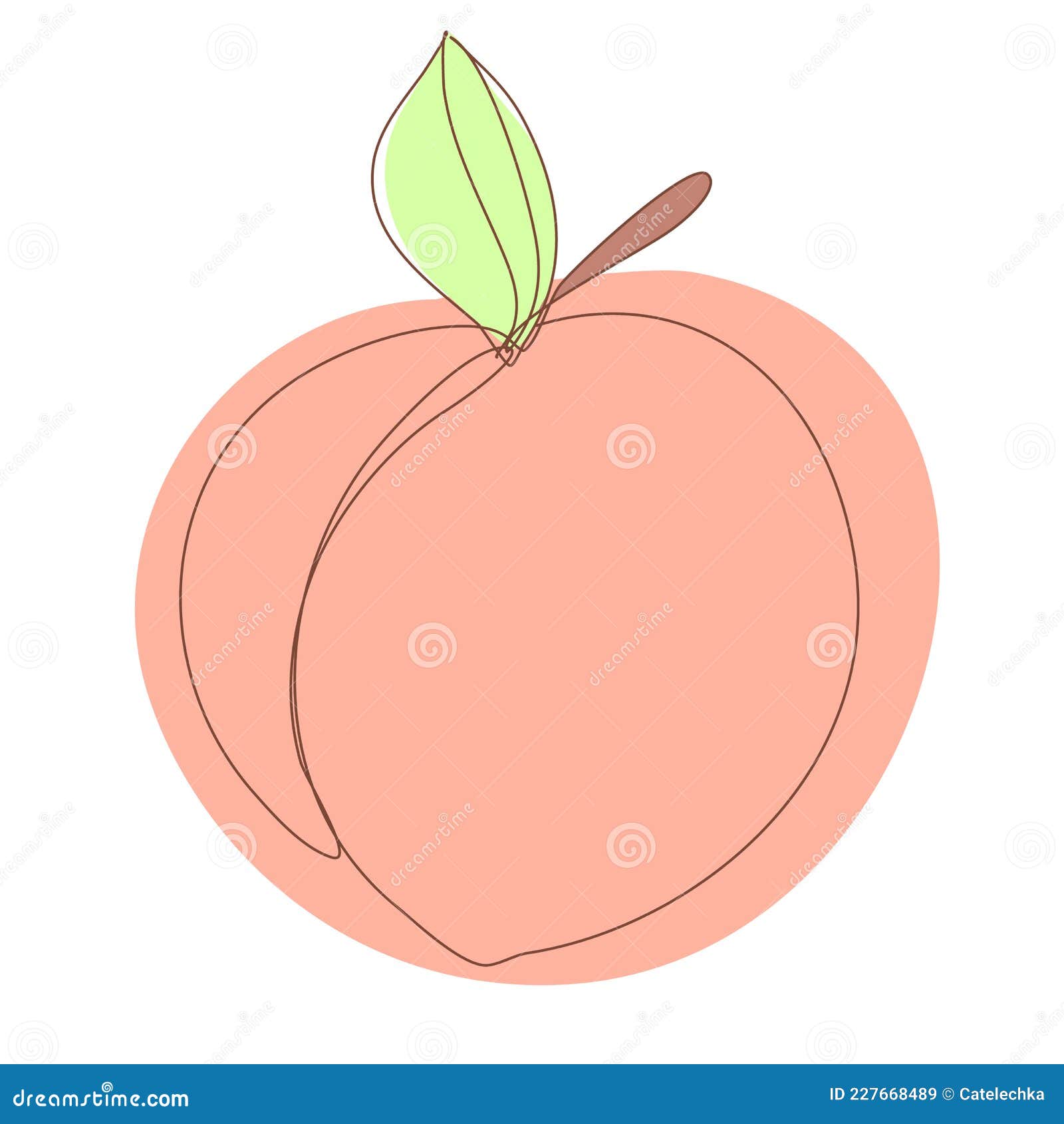 Peach in Continuous Line Drawing. Sketchy Single Apricot with Editable ...