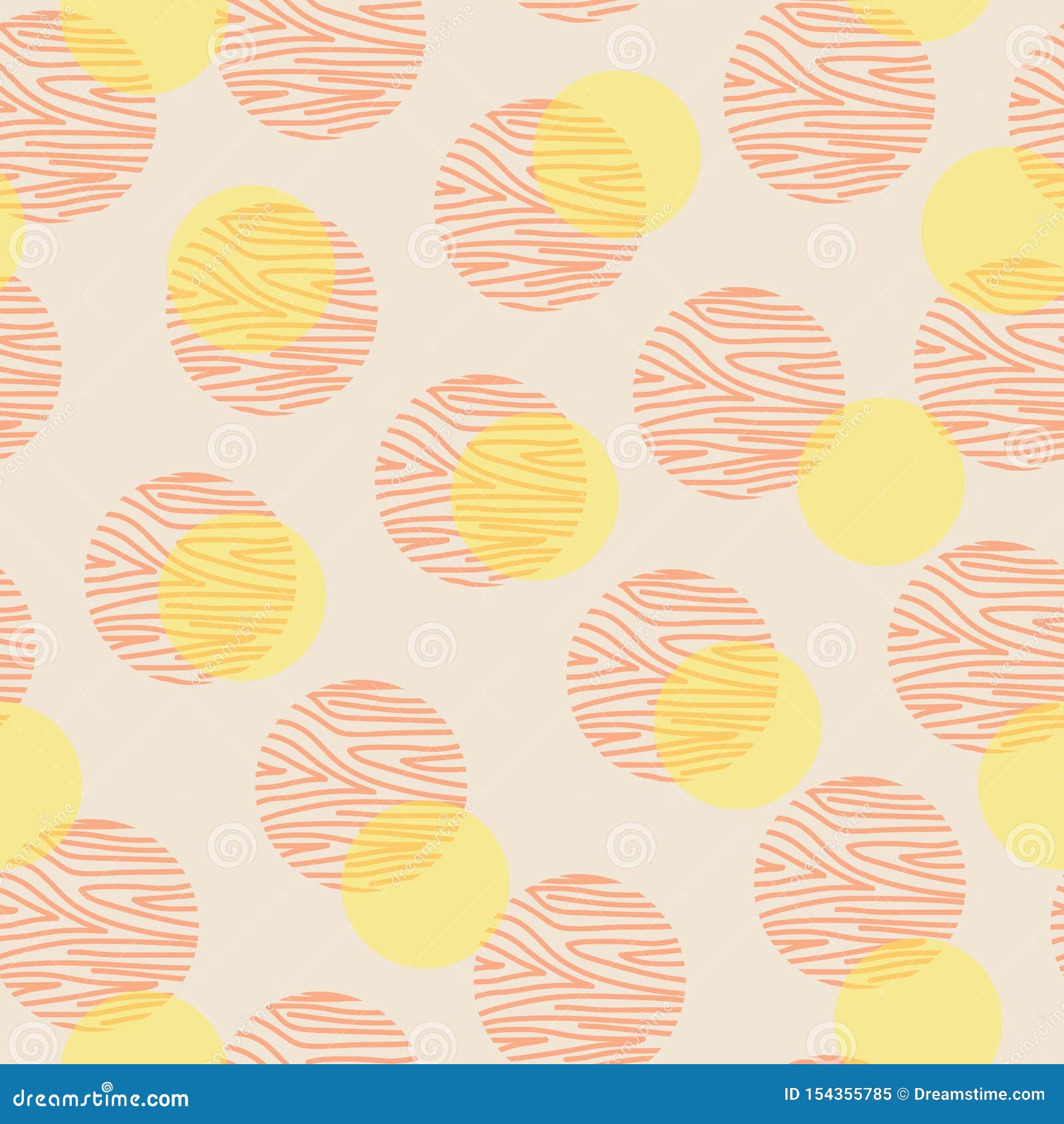 Vector Peach Yellow Abstract Geometric Circles Texture Seamless Repeat ...