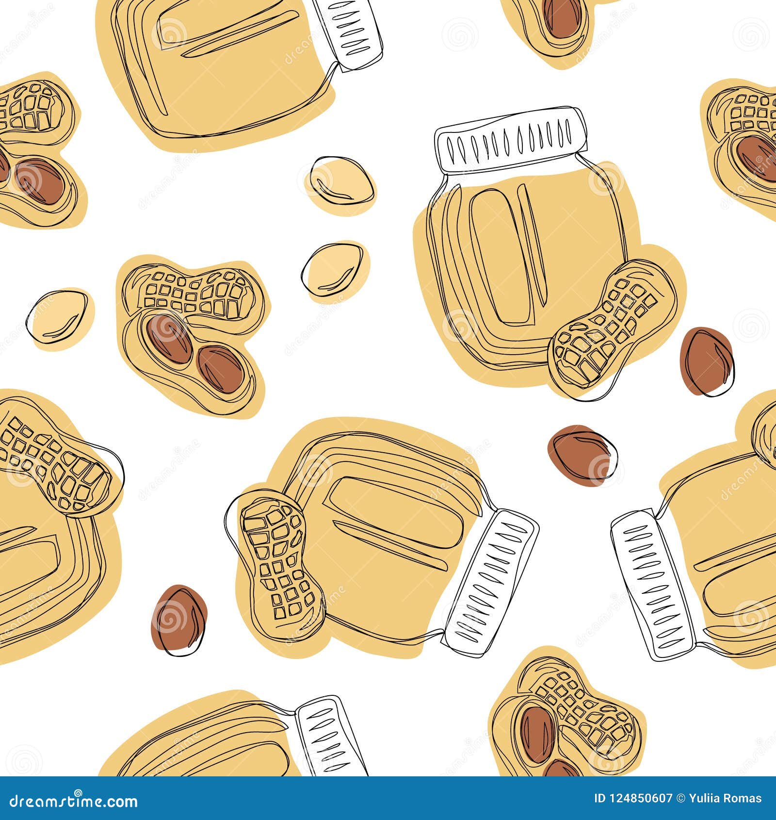 Vector Peanuts Butter Seamless Pattern. Jar of Peanut Butter Stock ...