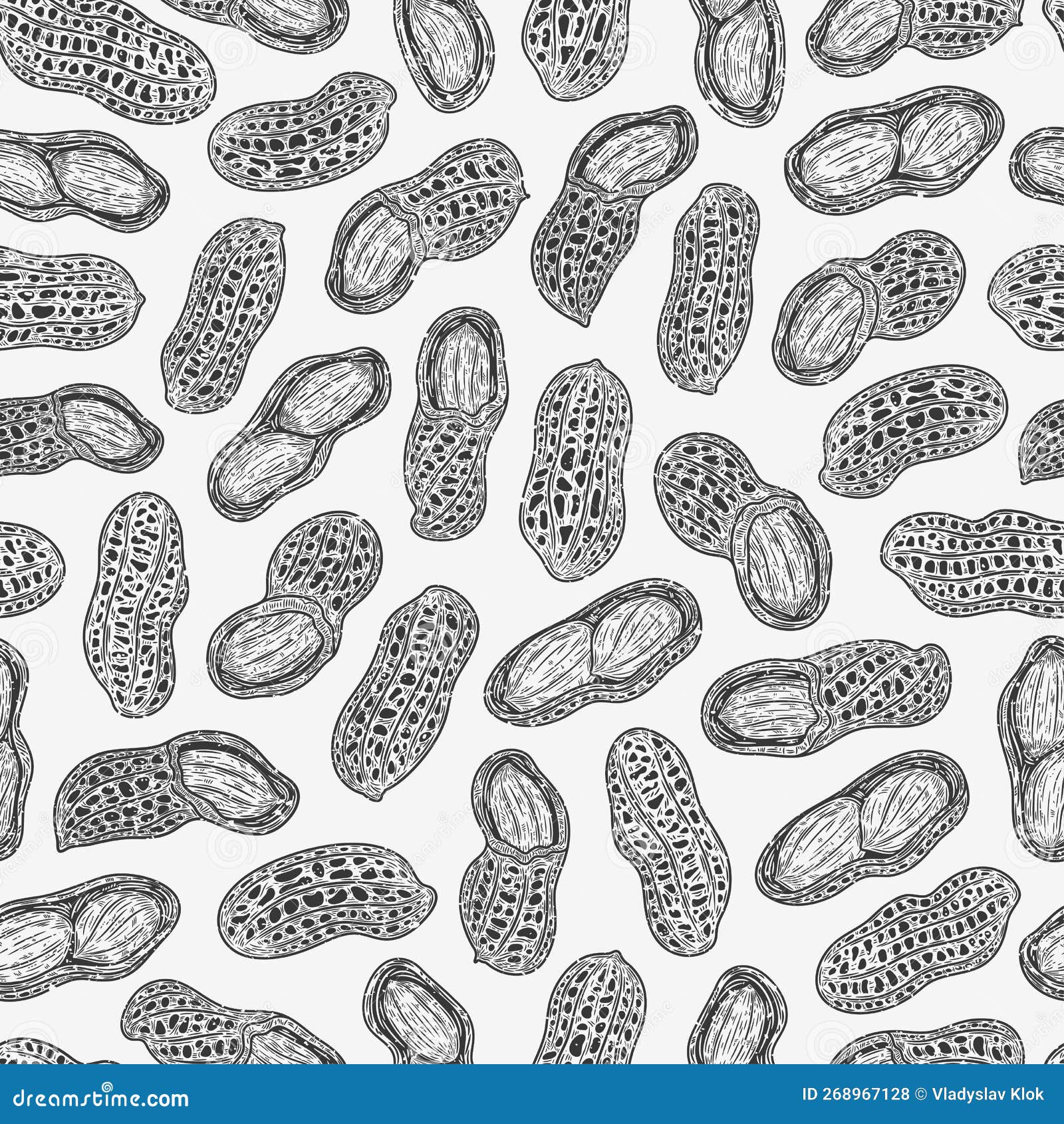 Vector Peanuts Seamless Pattern Stock Vector - Illustration of peanut ...