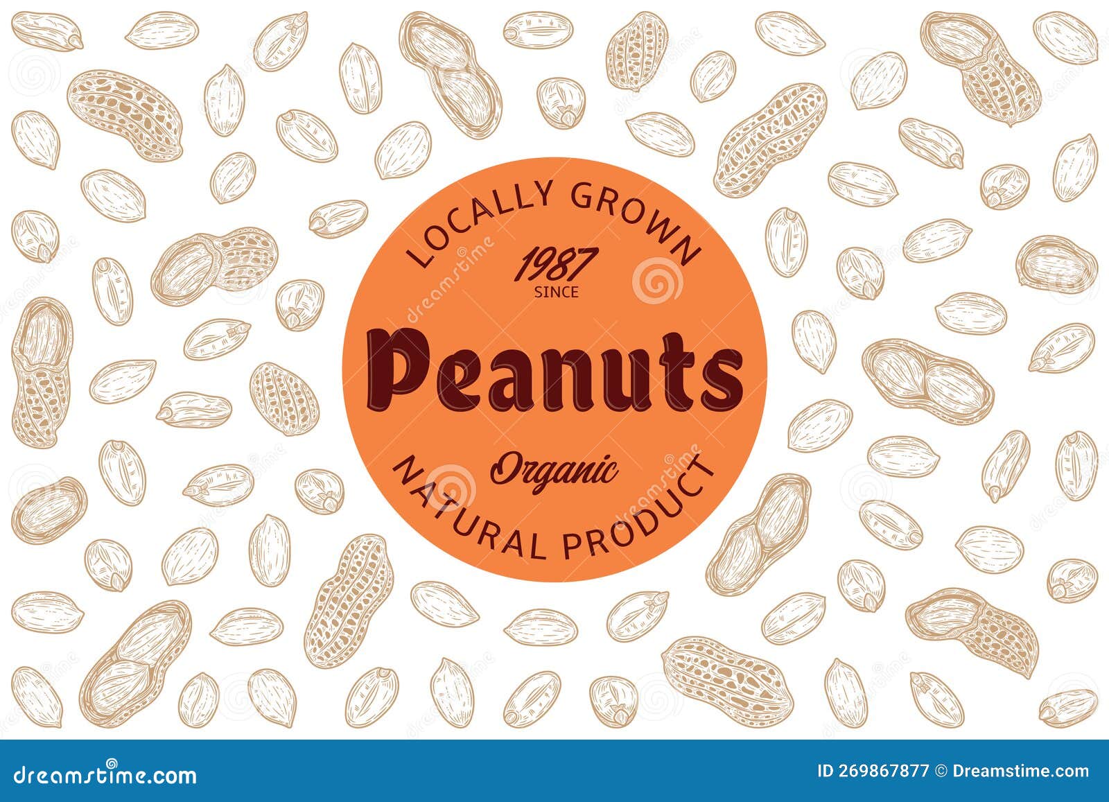 Vector Peanuts Label, Peanut Seeds and Shells Icons Stock Vector ...