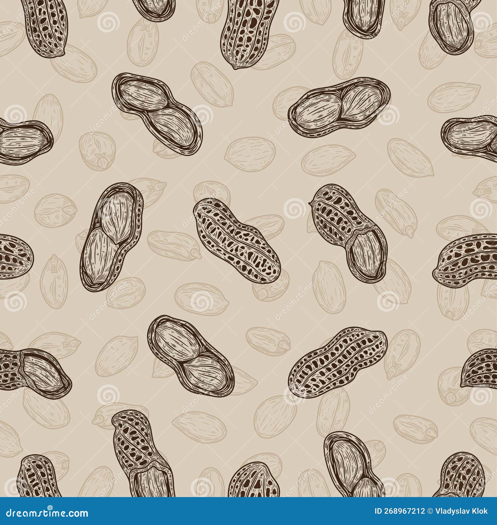 Vector Peanuts Seamless Pattern Stock Vector - Illustration of doodle ...