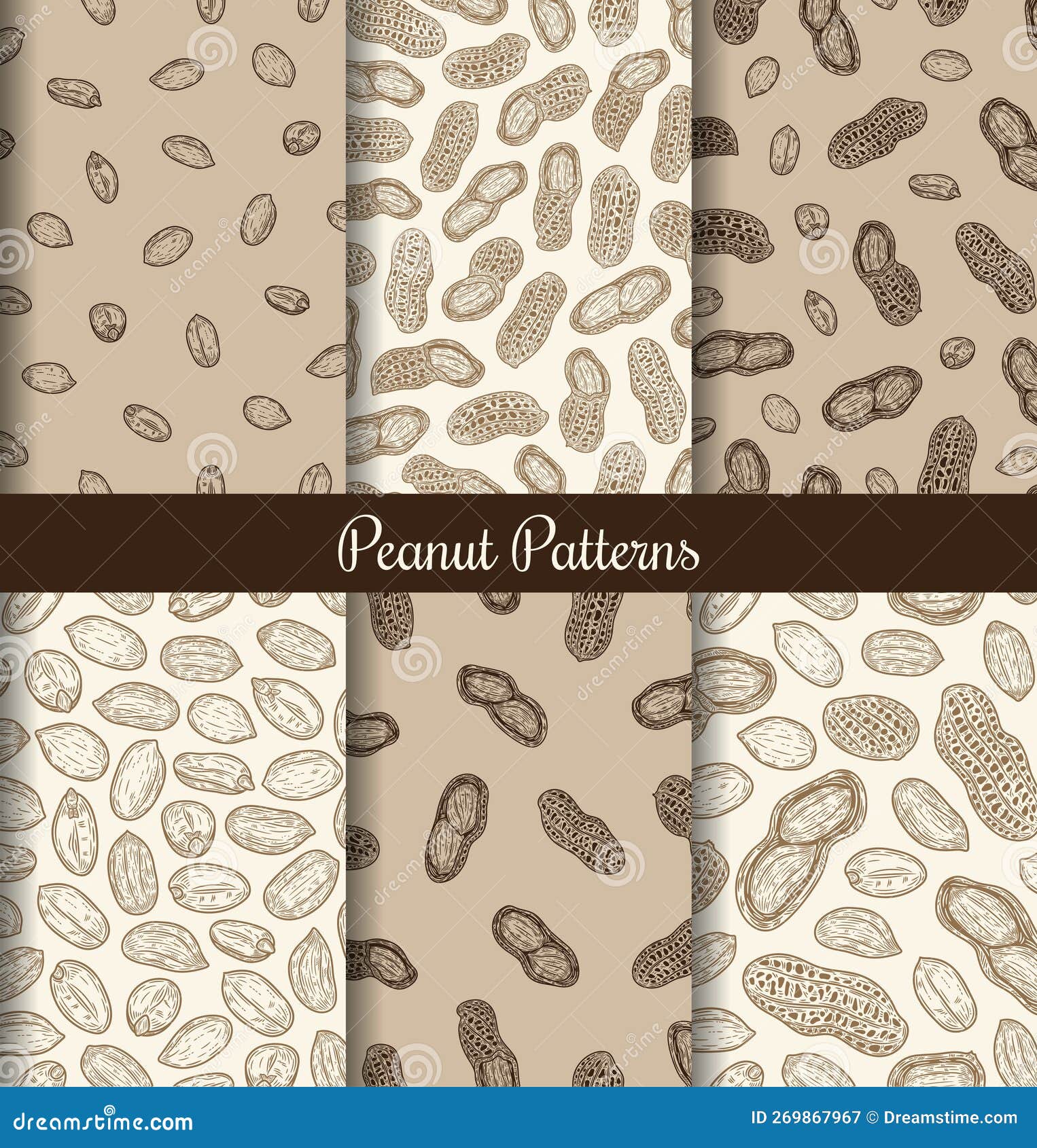 Vector Peanuts Seamless Patterns Stock Vector - Illustration of peanut ...