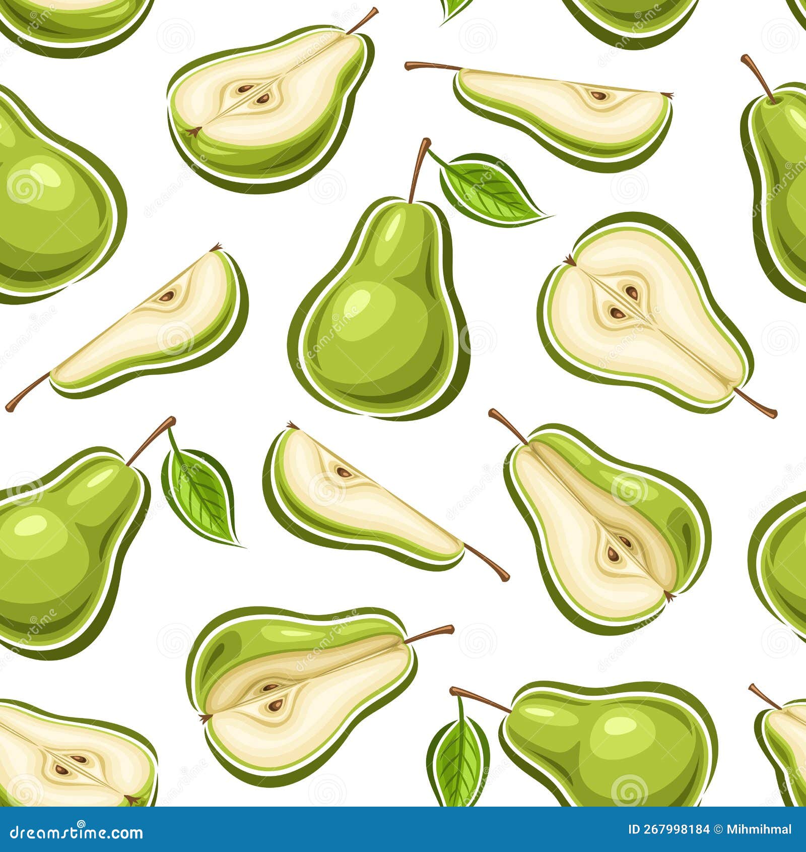 Vector Pear Seamless Pattern Stock Vector - Illustration of label, seamless: 267998184