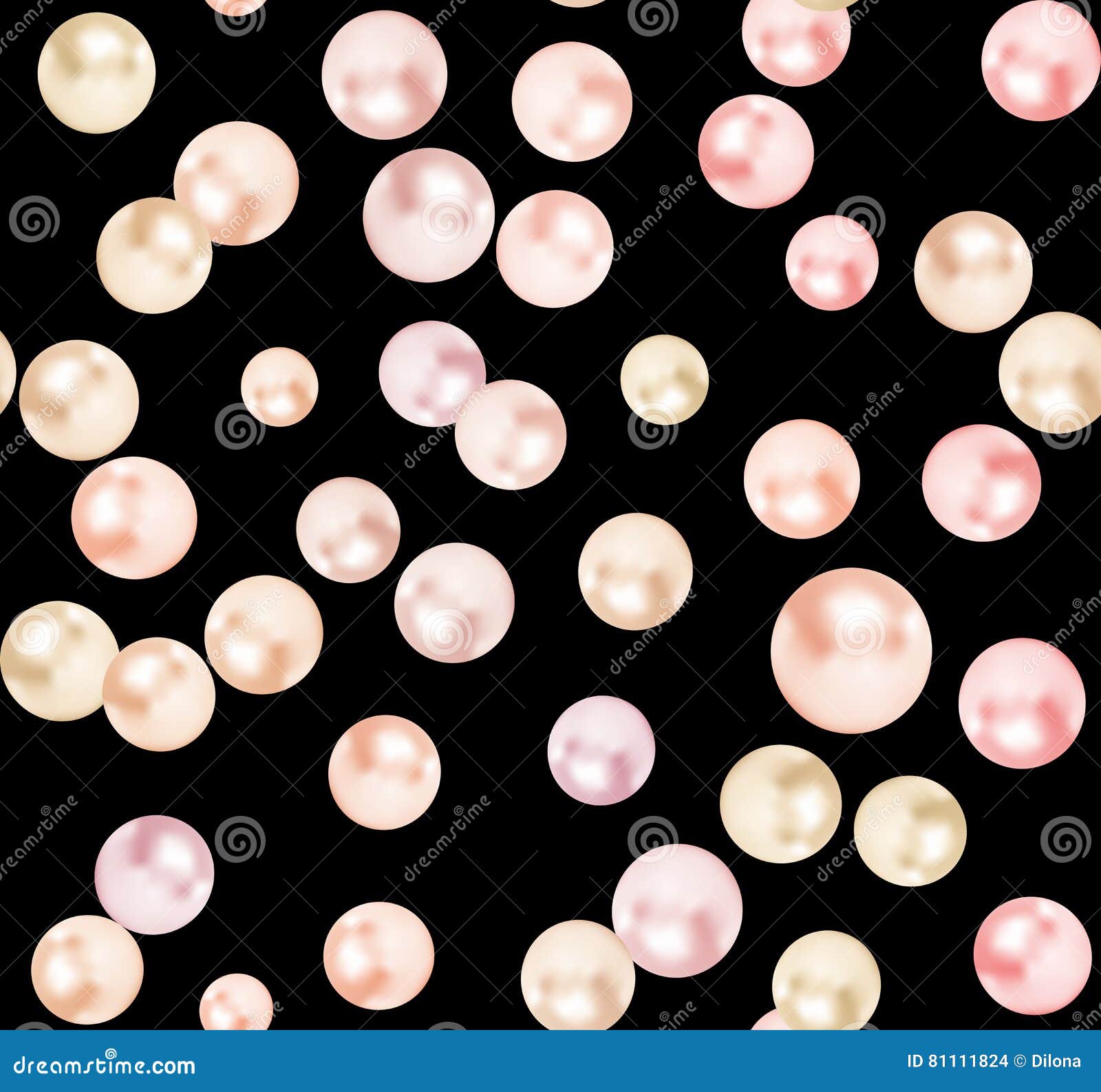 Vector Pearls Seamless Pattern on Black Background Stock Vector ...