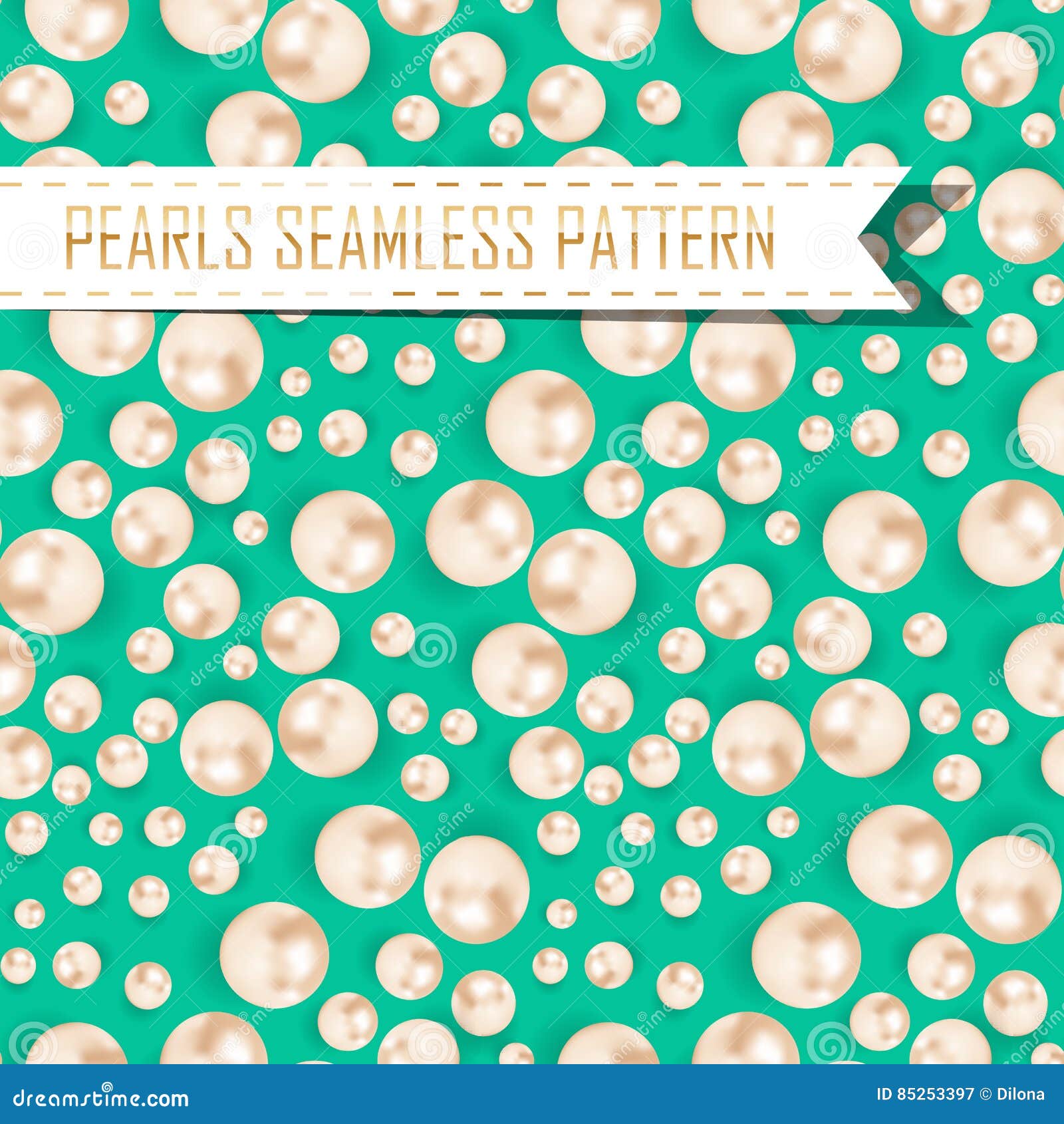 Vector Pearls Seamless Pattern on Color Background Stock Vector ...