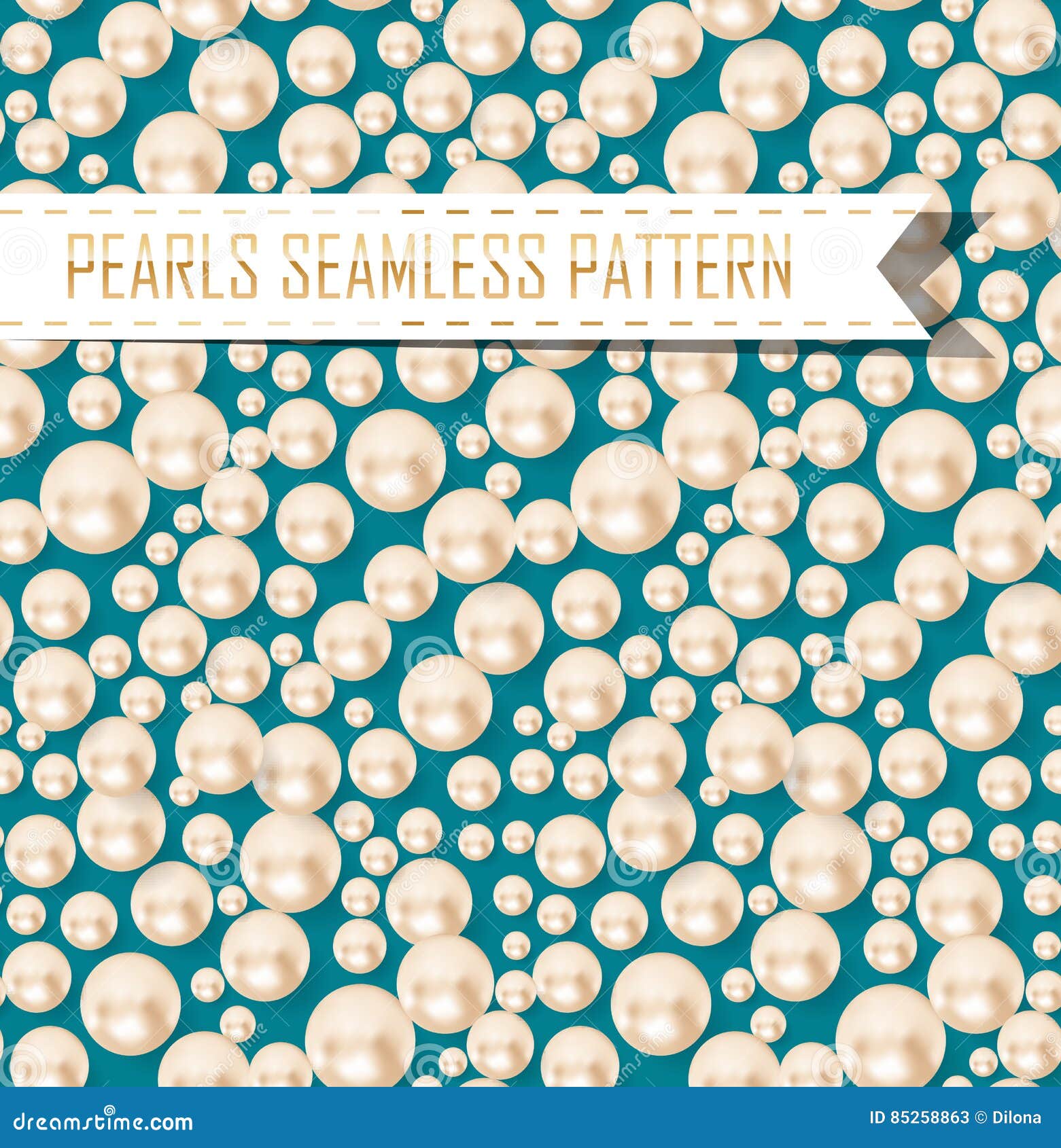 Vector Pearls Seamless Pattern on Color Background Stock Vector ...