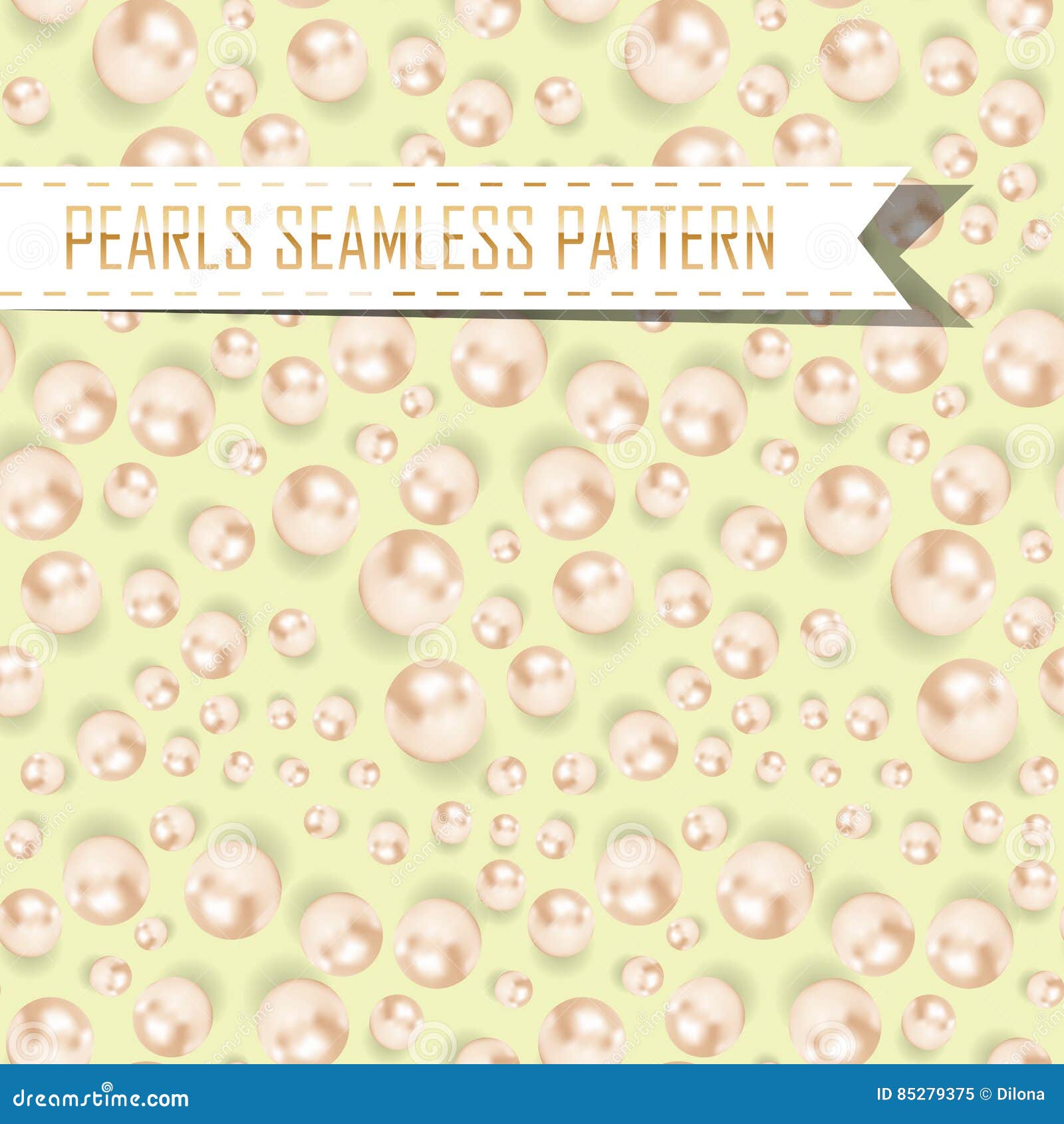 Vector Pearls Seamless Pattern on Color Background Stock Vector ...