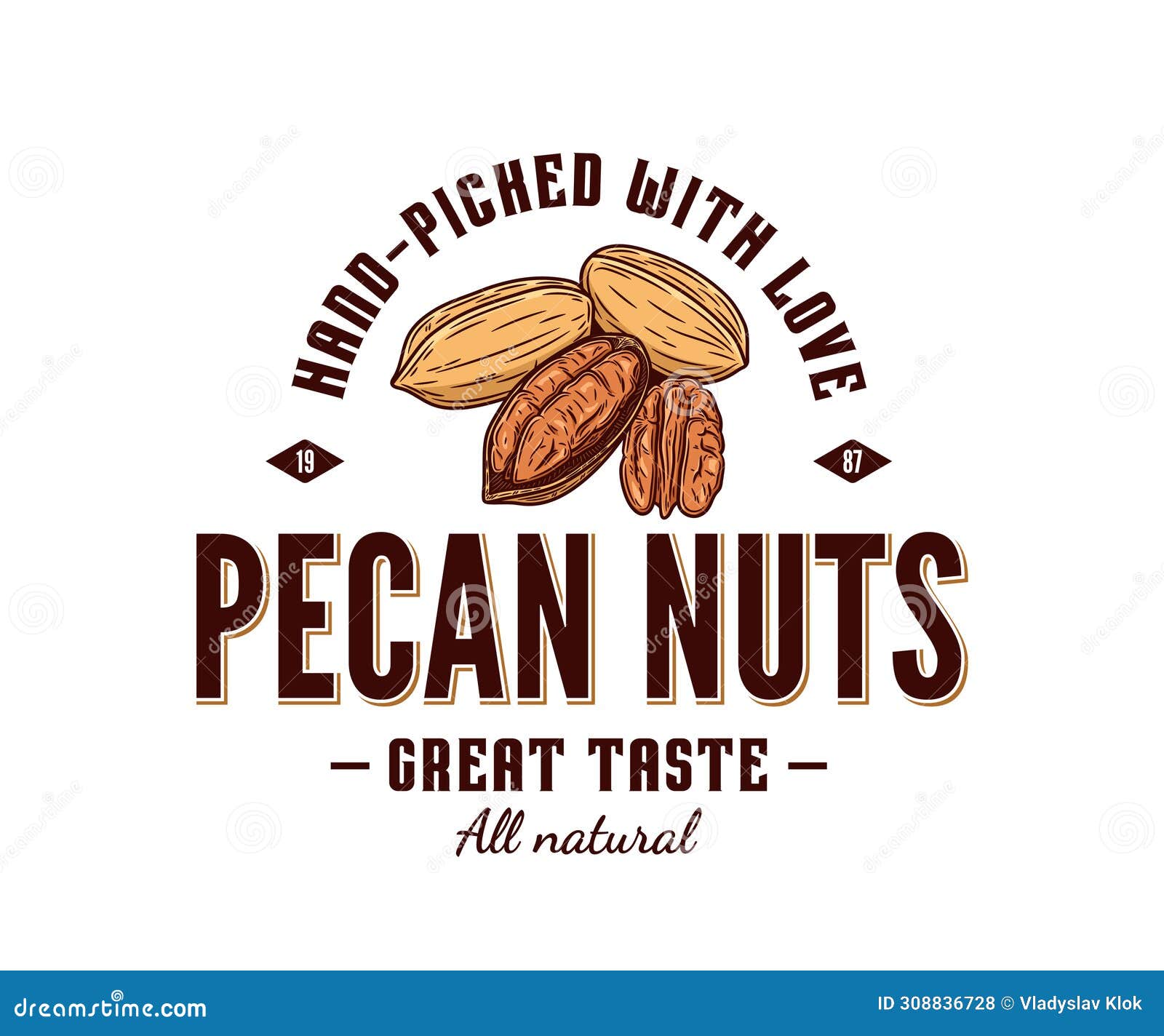 Vector pecan nut logo stock vector. Illustration of butter - 308836728