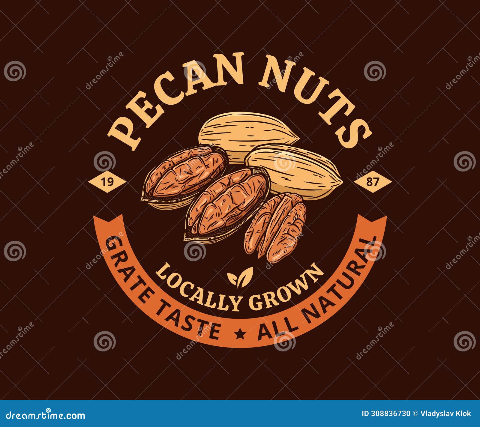 Vector pecan nut logo stock vector. Illustration of snack - 308836730