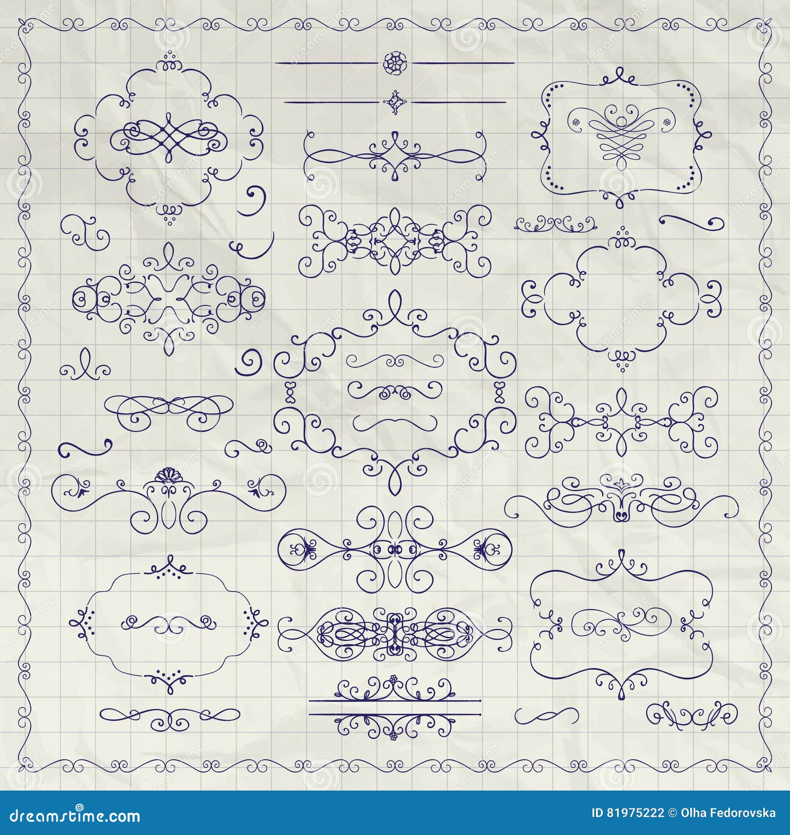 Vector Pen Drawing Decorative Vintage Design Elements Stock Vector ...