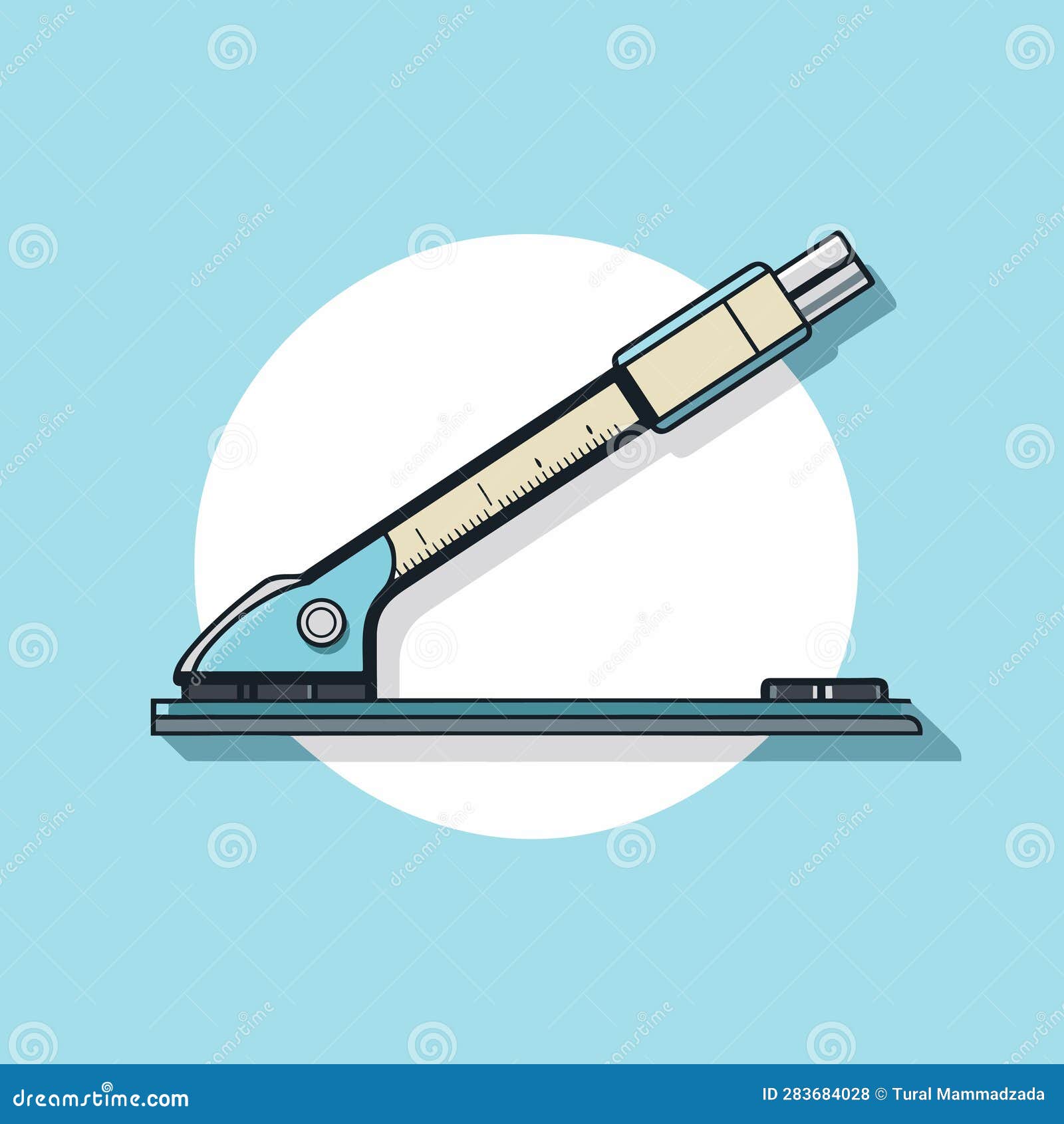 Vector of a Pen Sitting on Top of a Scale Stock Vector - Illustration ...
