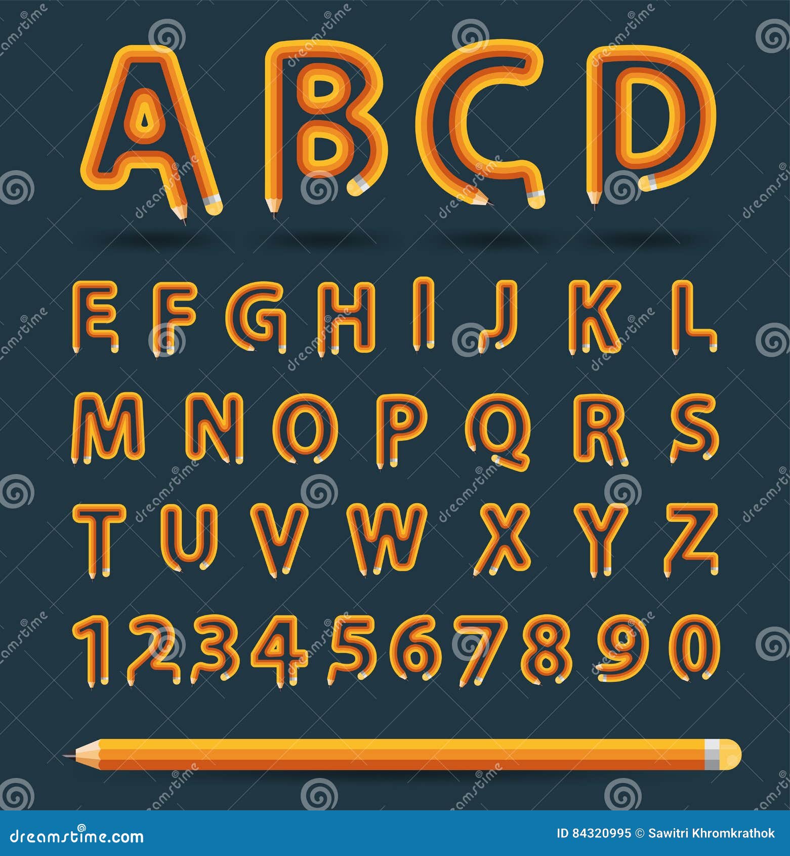 Vector Pencil Alphabet Style Stock Vector - Illustration of creative ...
