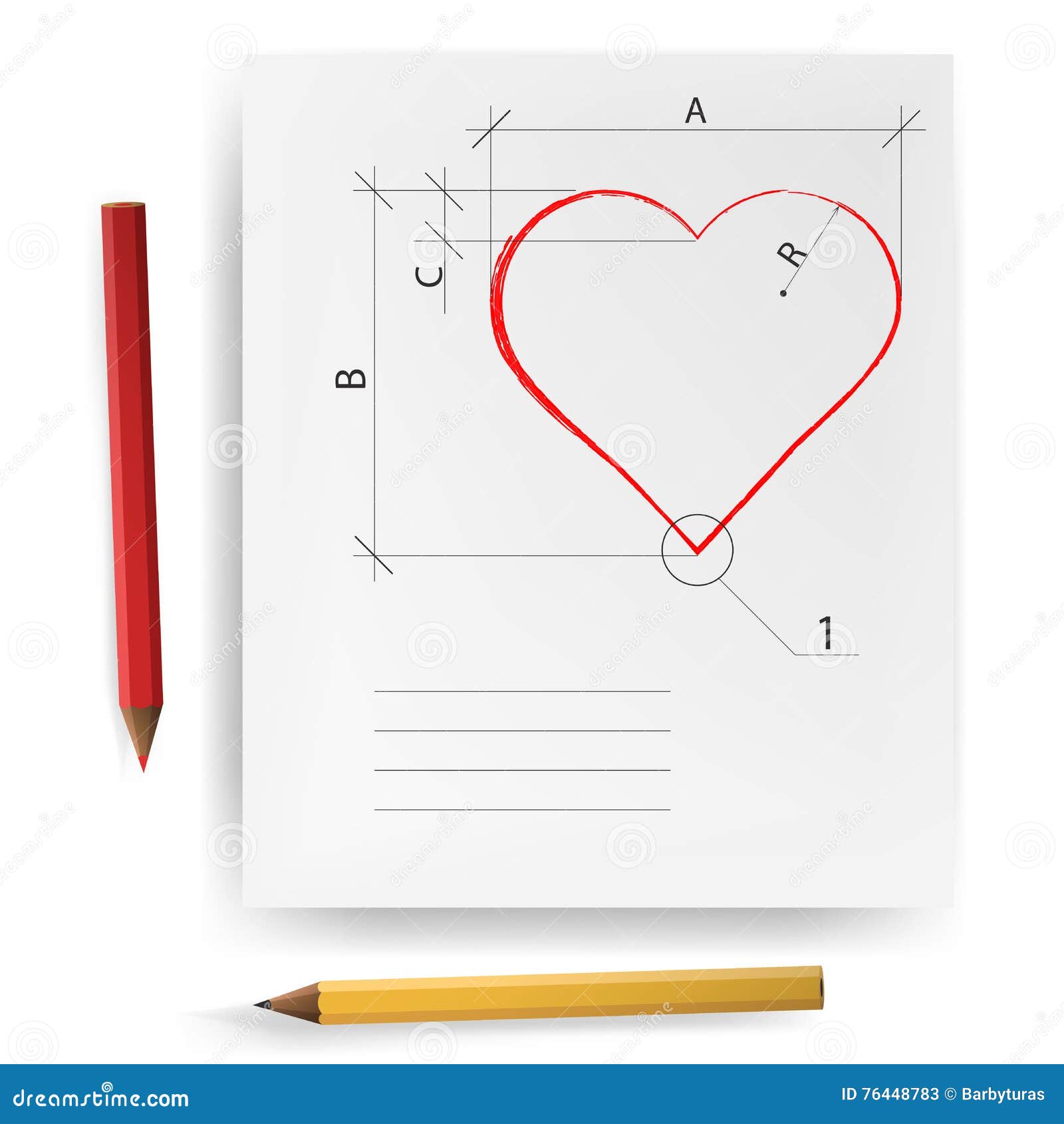 Vector Pencil Drawing Heart in Technical Style Stock Vector ...