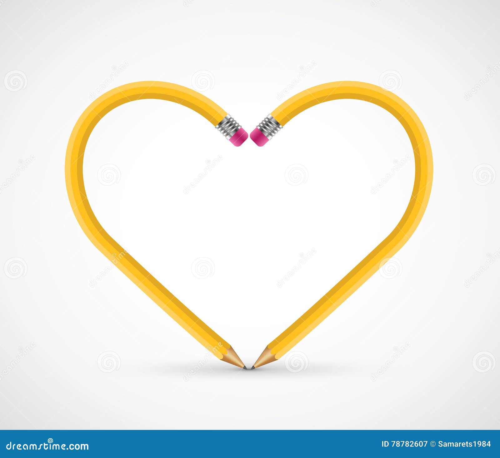 Vector pencil heart shape. stock vector. Illustration of sign - 78782607