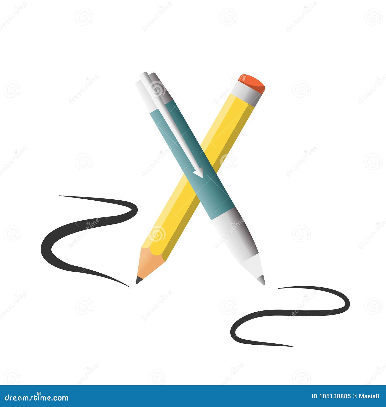 Vector Pencil and Pen Writing Stock Illustration - Illustration of ...