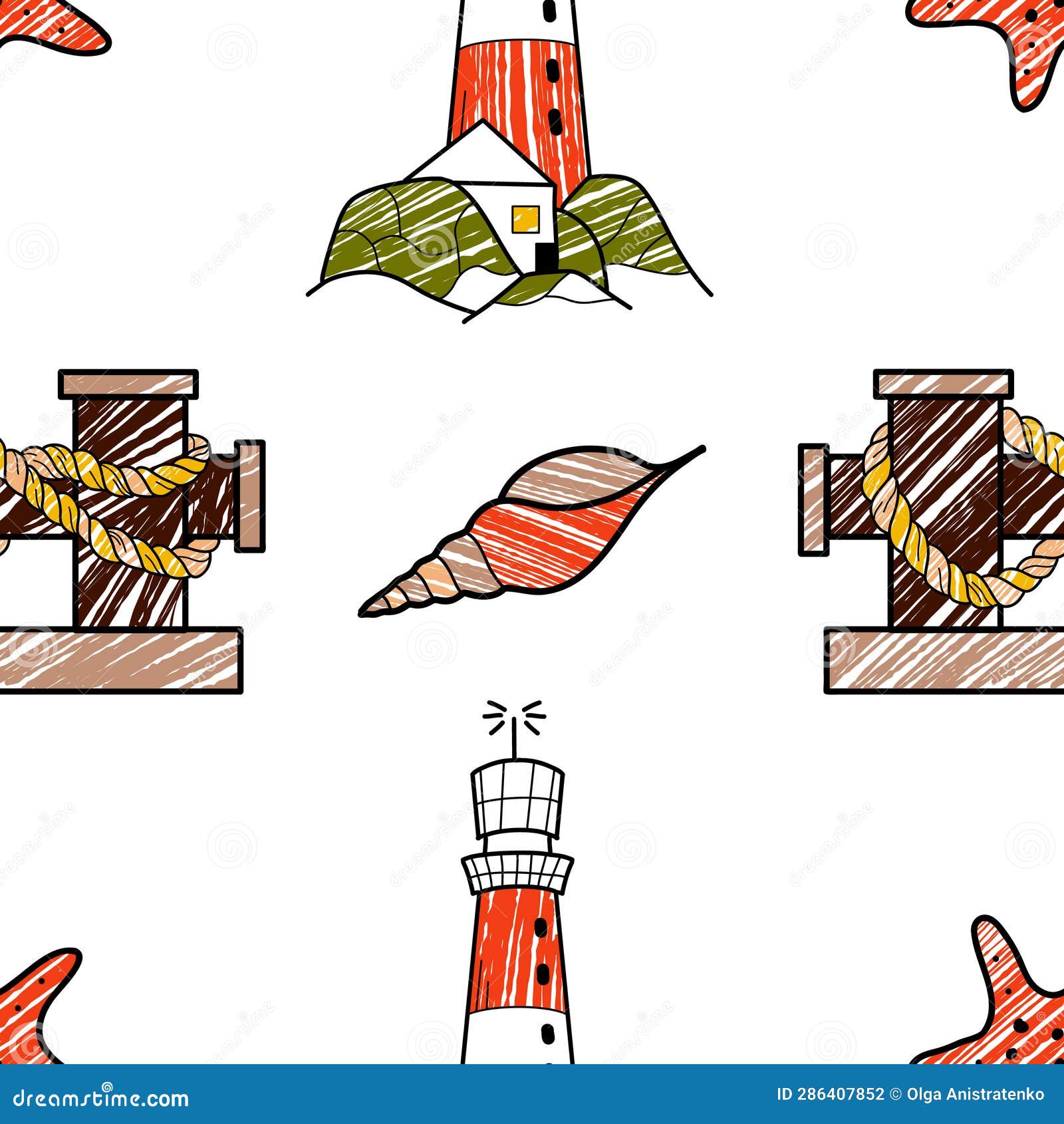 Vector Pencil Seamless Pattern on the Theme of Sea Cruise Stock Vector - Illustration of ...