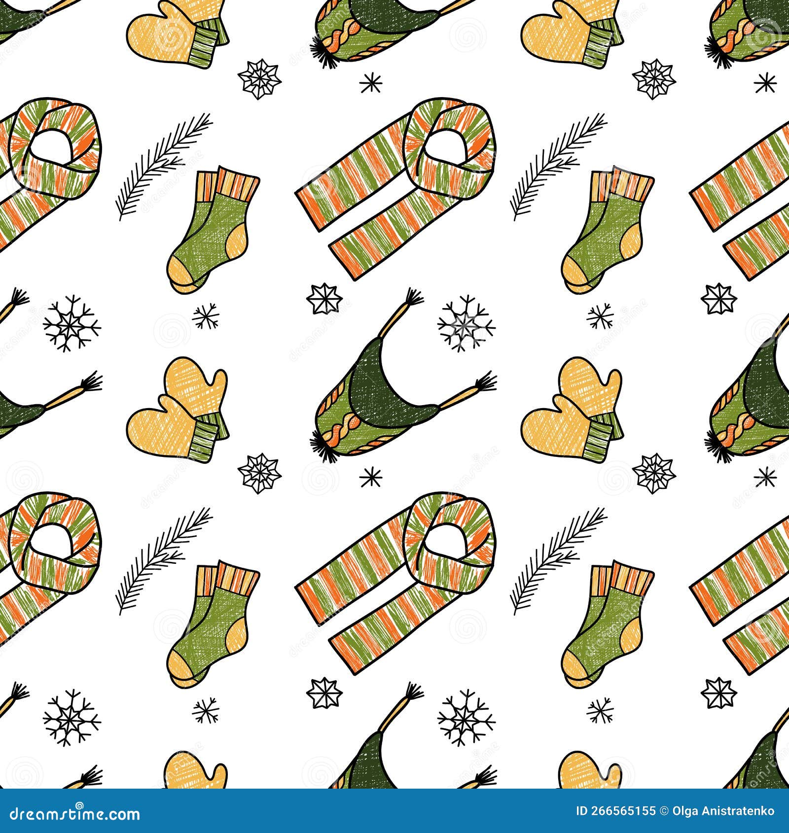 Vector Pencil Seamless Pattern of Winter Clothes Stock Vector ...