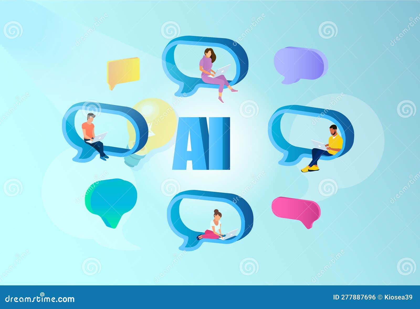 Vector of People Chatting with AI Chat Bot and Getting Answers To ...